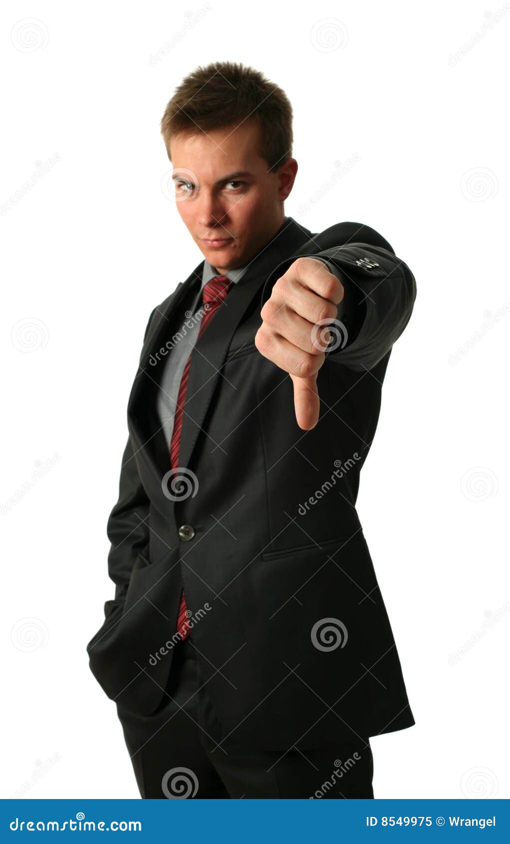 Young Businessmen Making His Thumb Down Stock Image - Image of dressed ...