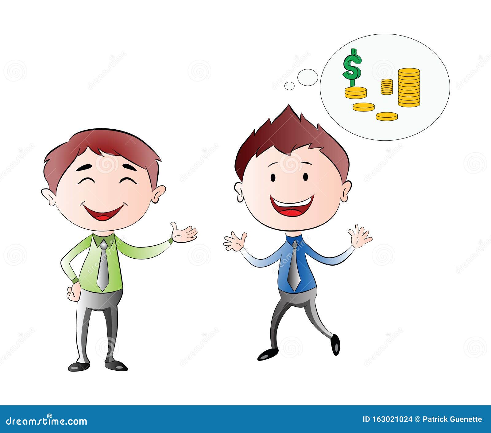 Young Businessmen Thinking of Financial Success, Illustration Stock ...