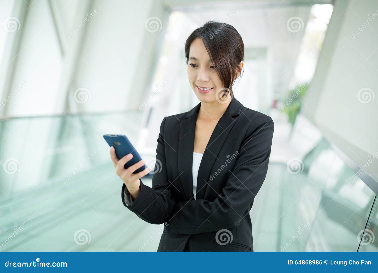 Young Businesswoman Check Message on Cellphone Stock Photo - Image of ...