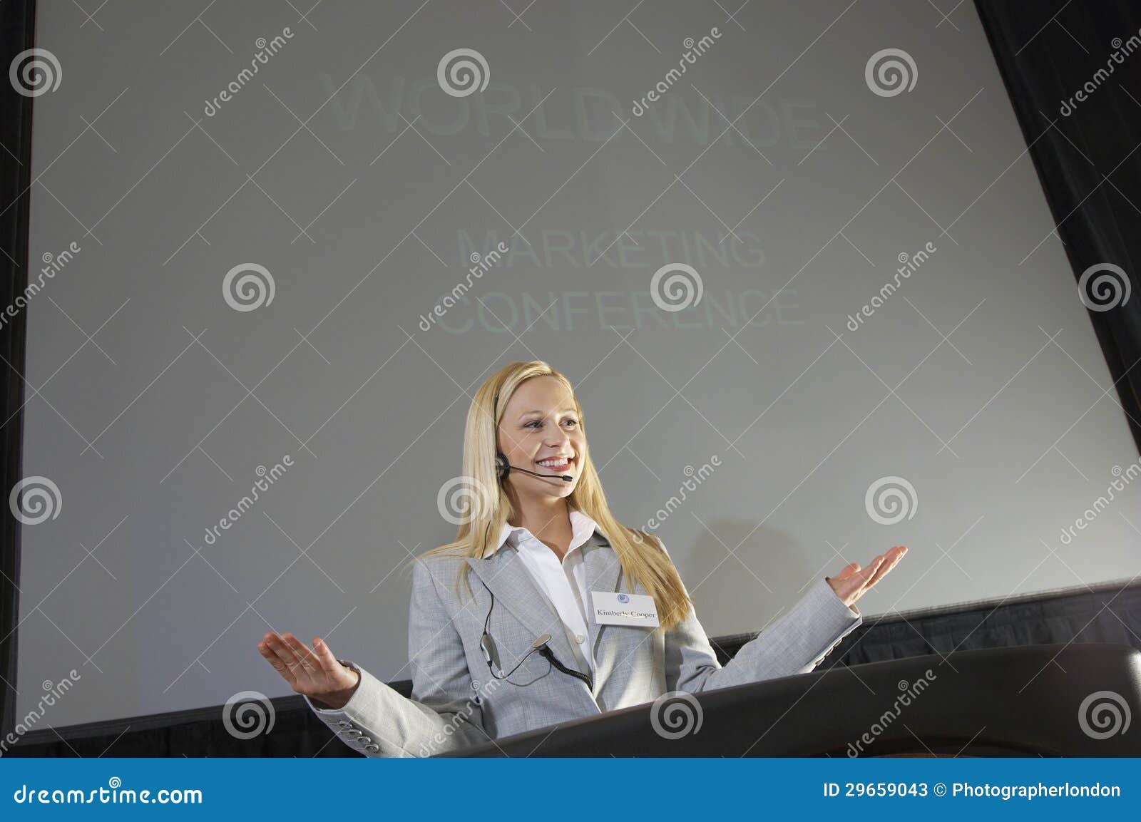 Young Businesswoman Giving a Lecture Stock Image - Image of happiness ...