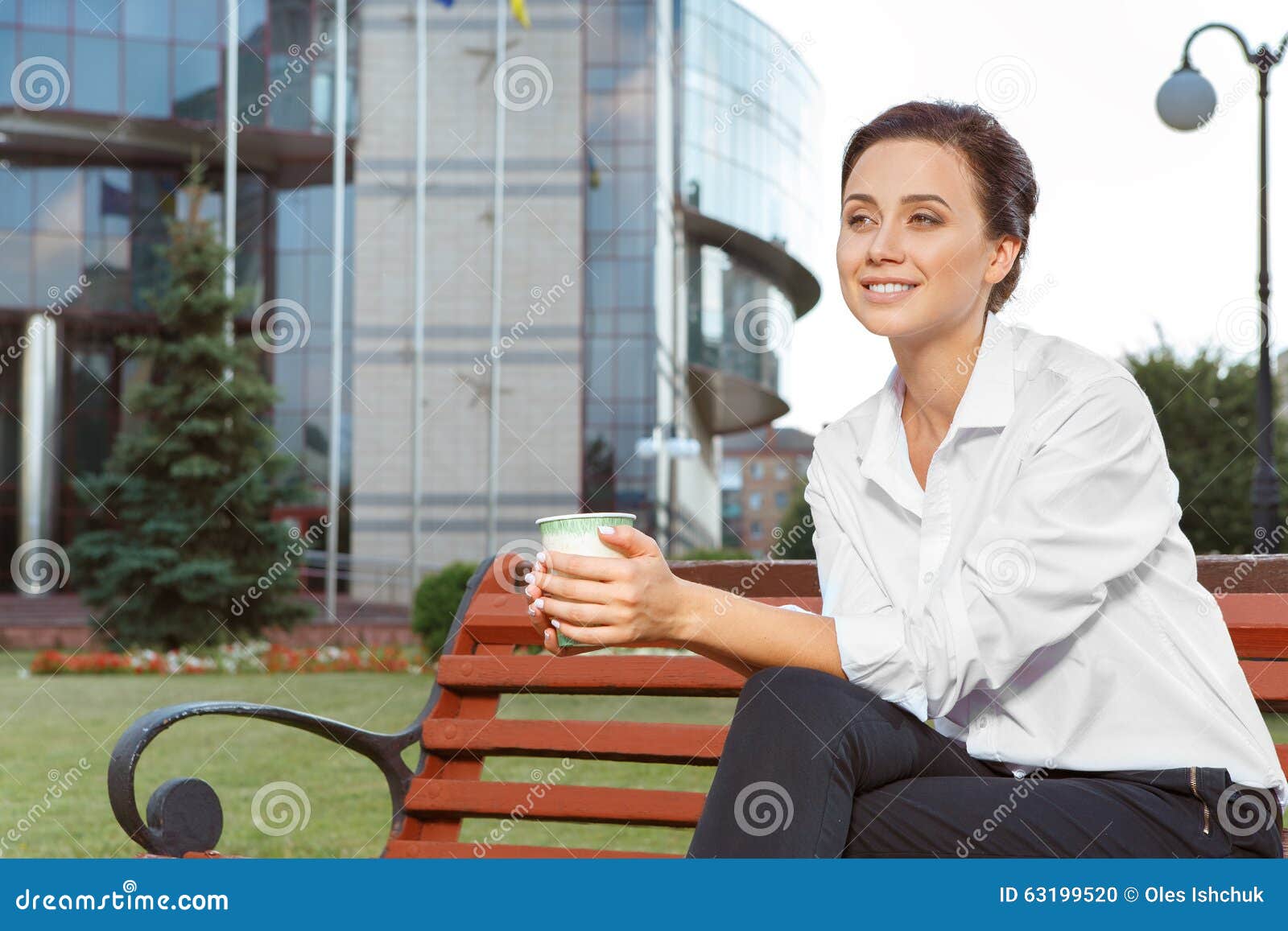 Young Businesswoman Having a Coffee Break Stock Photo - Image of adult ...