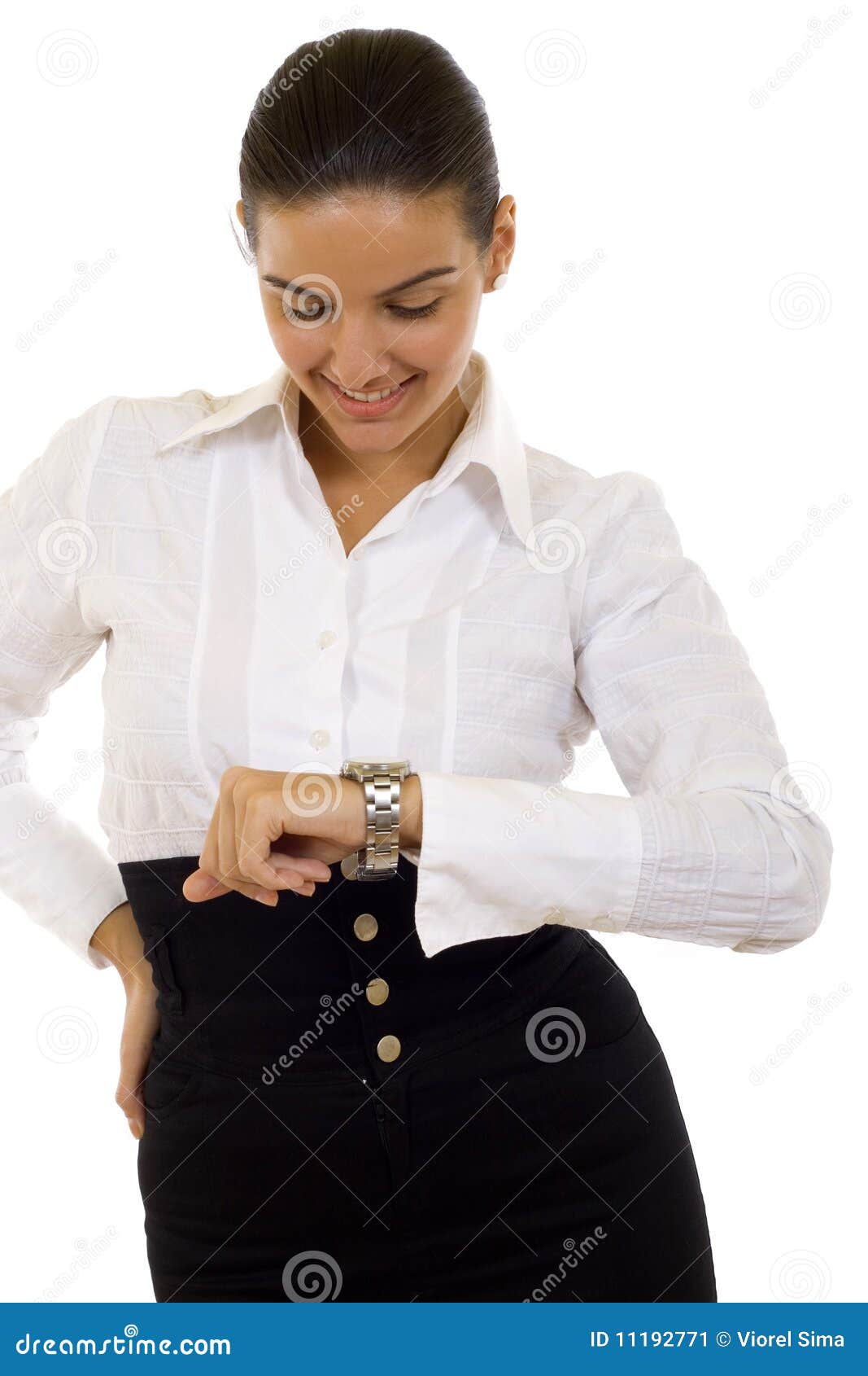 Young Businesswoman Loking at the Time Stock Image - Image of meeting ...