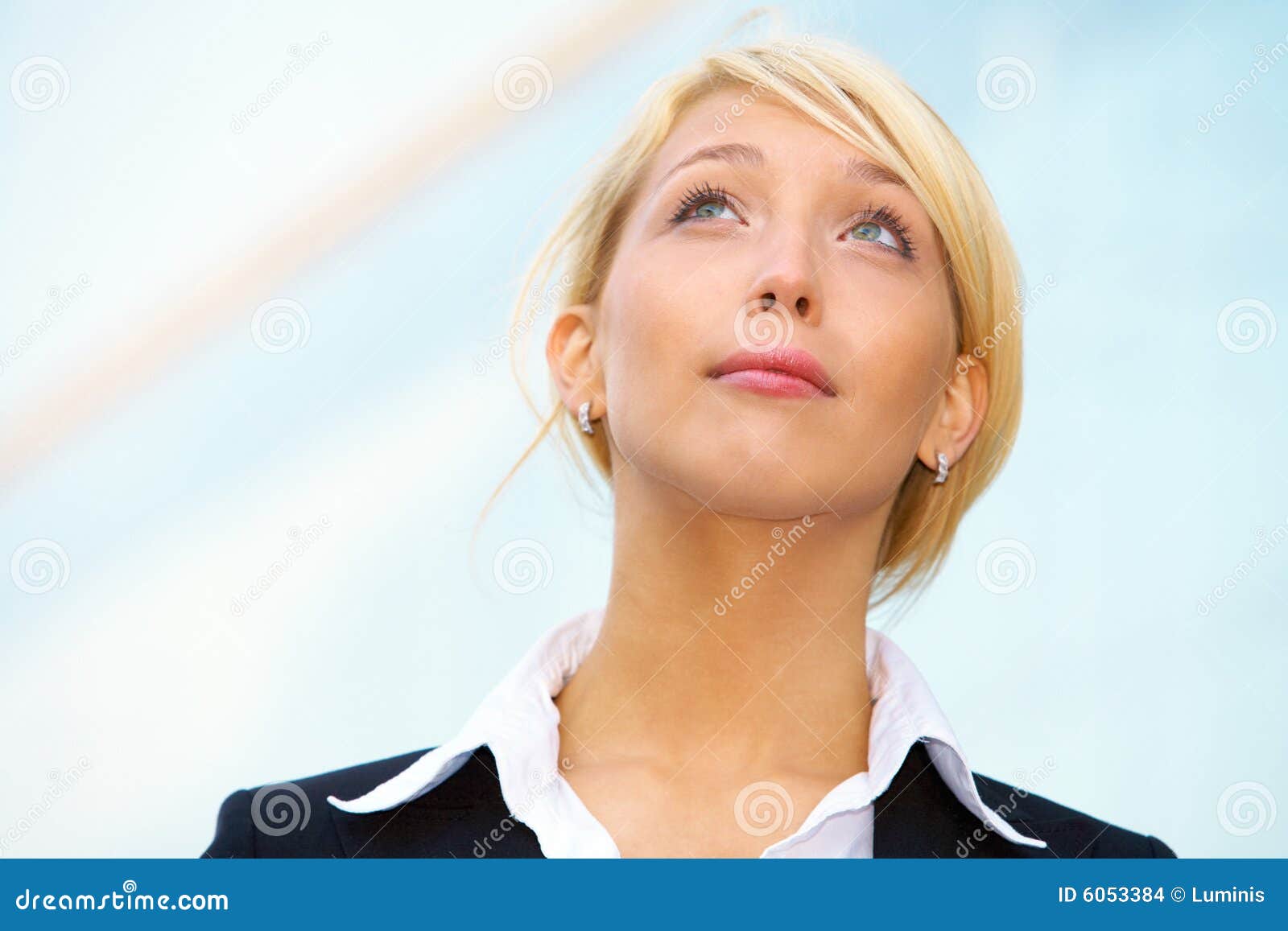 Young Businesswoman Looking Up Stock Photo - Image of portrait, female ...