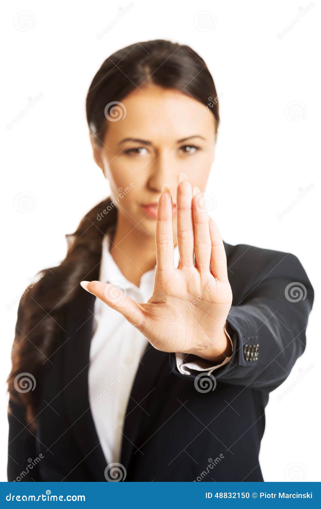Young Businesswoman Making Stop Sign Stock Photo - Image of people ...