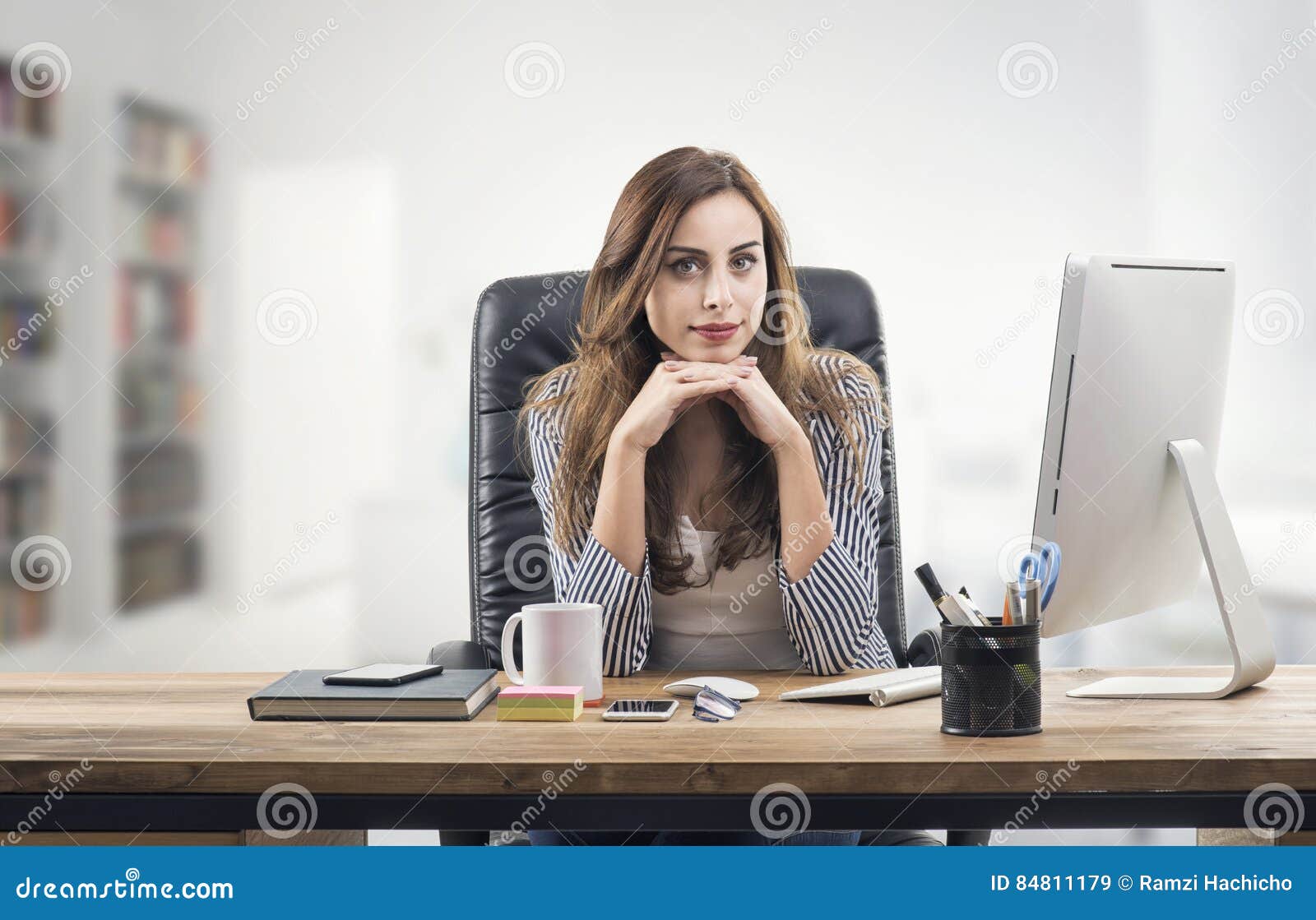 Young Businesswoman in Office Stock Image - Image of businesswoman ...