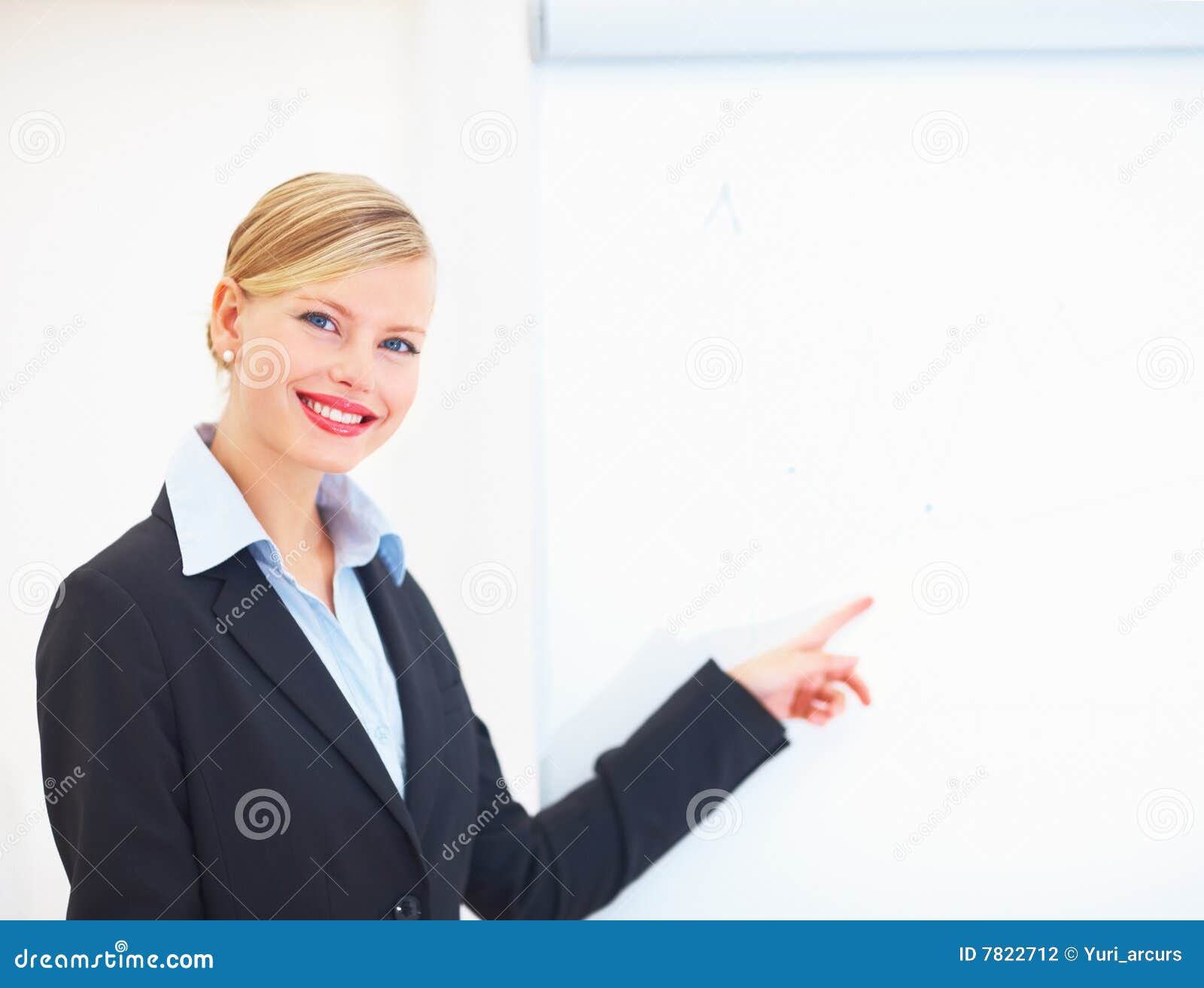Young Businesswoman Pointing at Blank Board Stock Photo - Image of ...