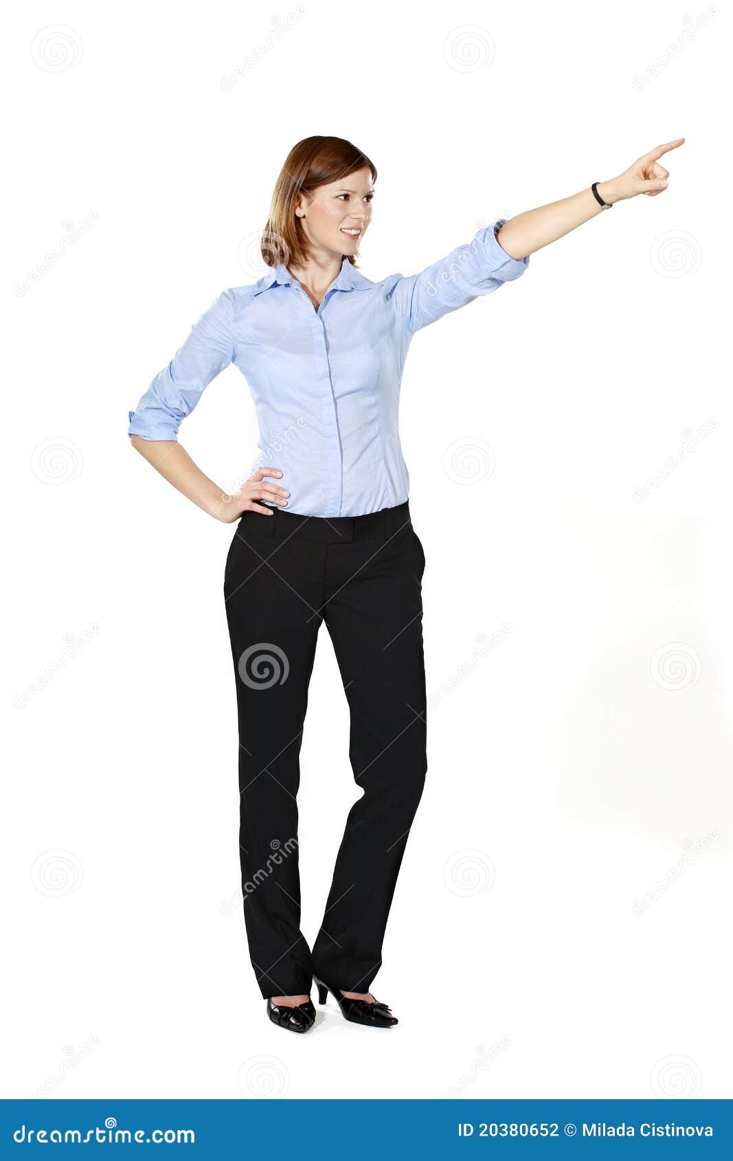 Young Businesswoman Pointing Into The Distance Stock Photo - Image of ...