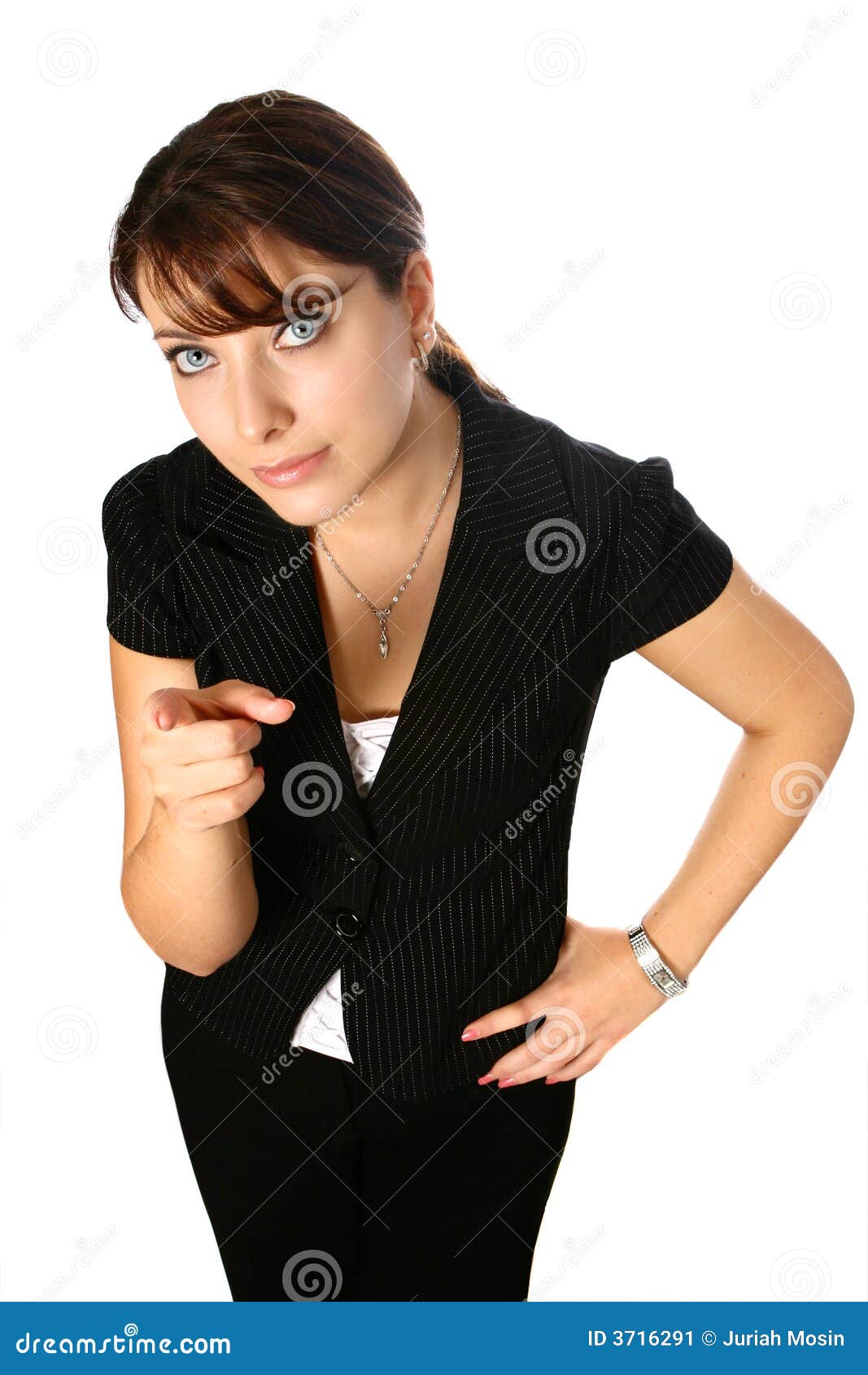 Young Businesswoman Points at Viewer Stock Image - Image of defensive ...