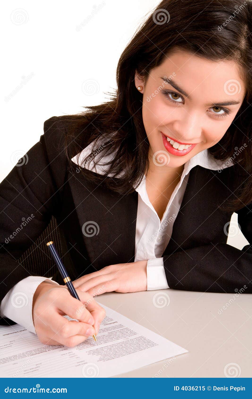 Young Businesswoman Signing a Document Stock Image - Image of assistant ...