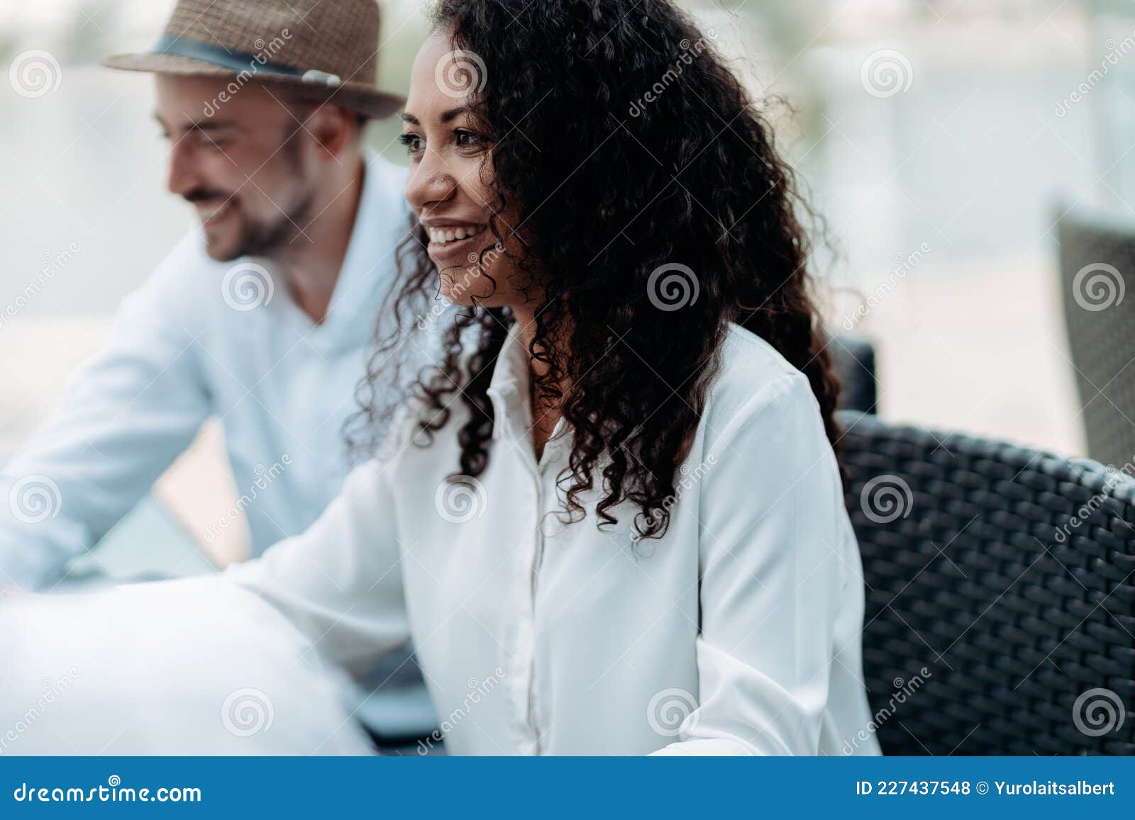 Young Businesswoman Sitting at a Discussion Table . Stock Photo - Image ...