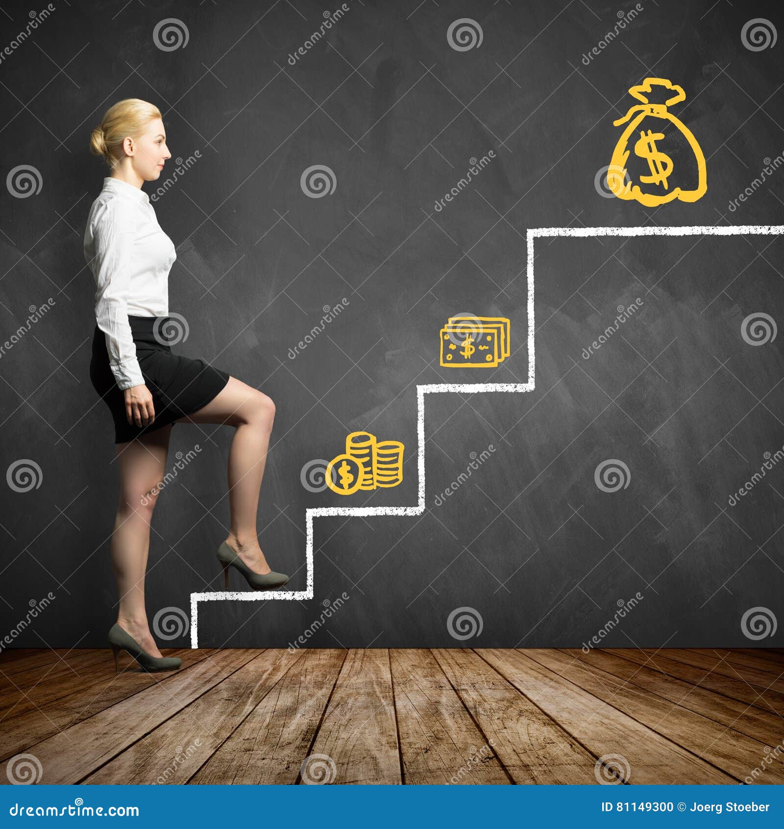 Young Businesswoman Taking the First Step in Getting Higher Salarys ...