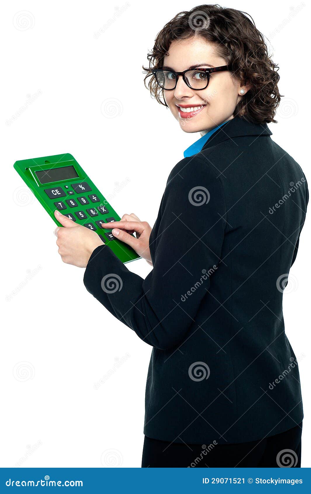 Young Businesswoman Using Calculator Stock Image - Image of beautiful ...