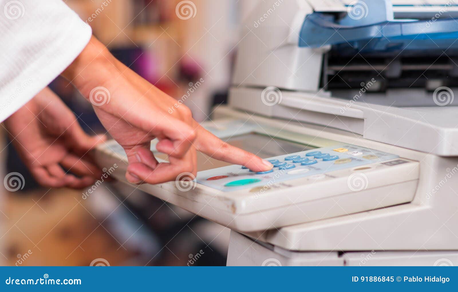 Young Businesswoman Using Copy Machine at the Office Stock Image ...