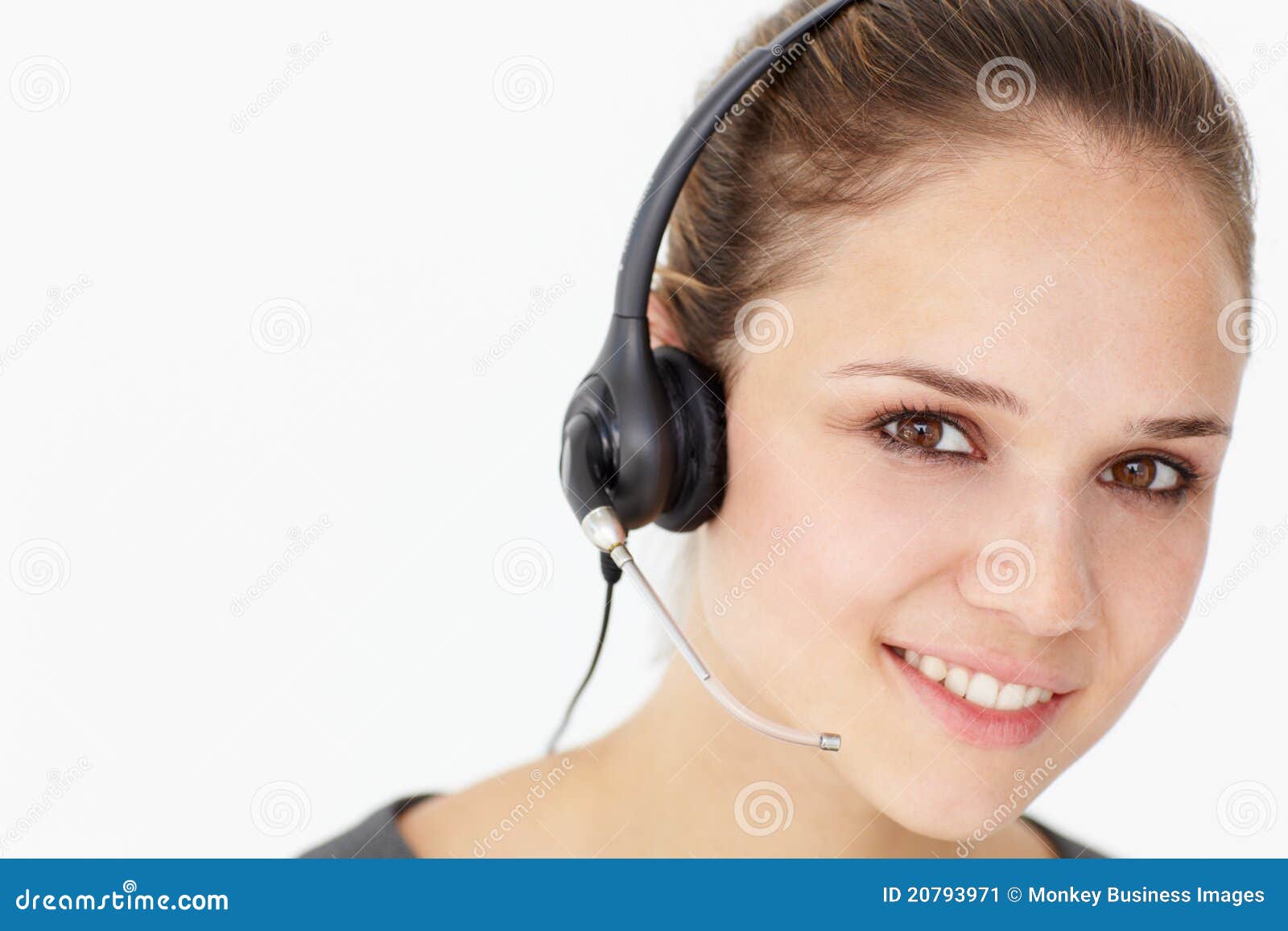 Young Businesswoman Wearing Headset Stock Image - Image of customer ...
