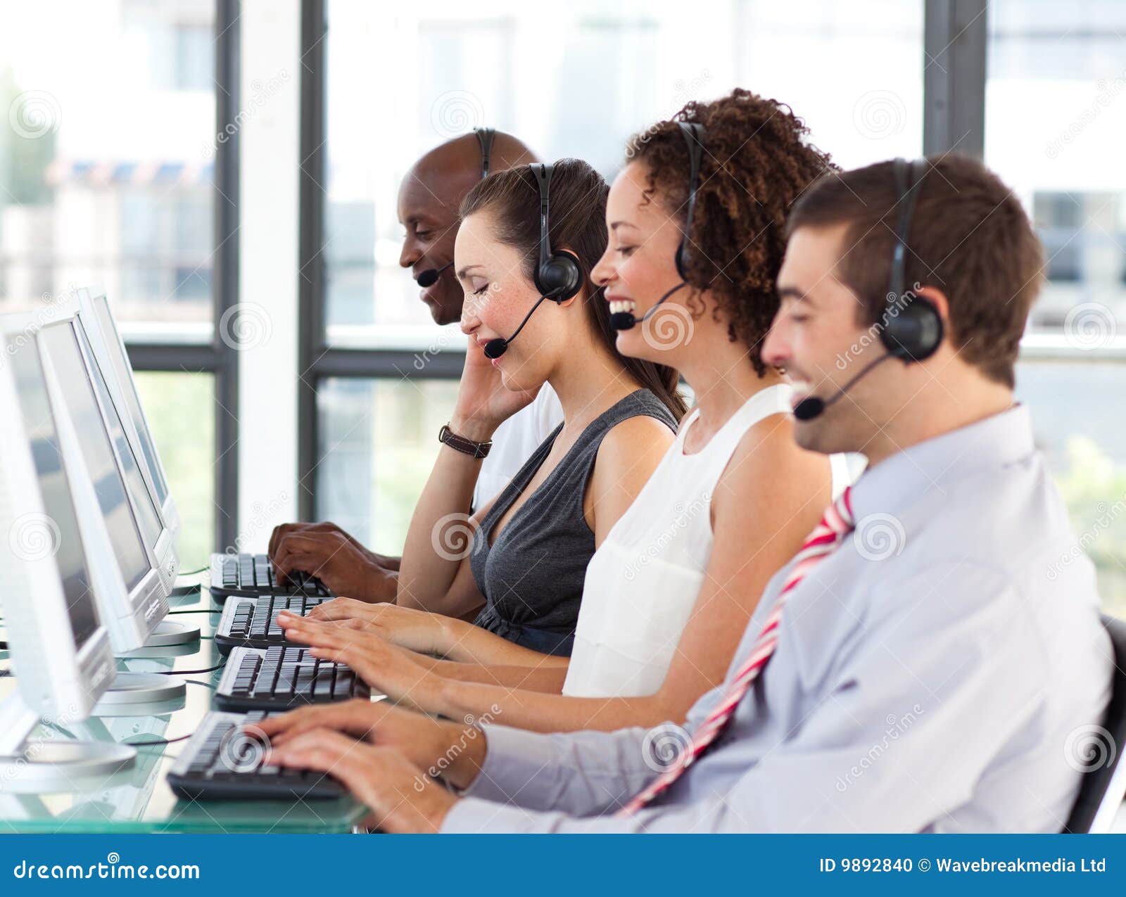 Young Businesswoman Working in a Call Center Stock Photo - Image of ...