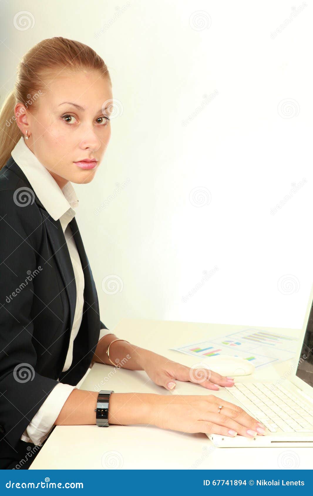 Young Businesswoman Working on a Laptop Stock Photo - Image of girl ...
