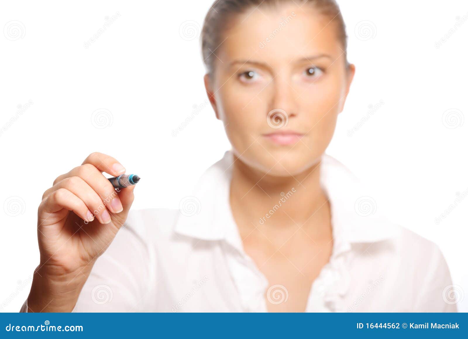 Young Businesswoman Writing on Glass Stock Photo - Image of business ...