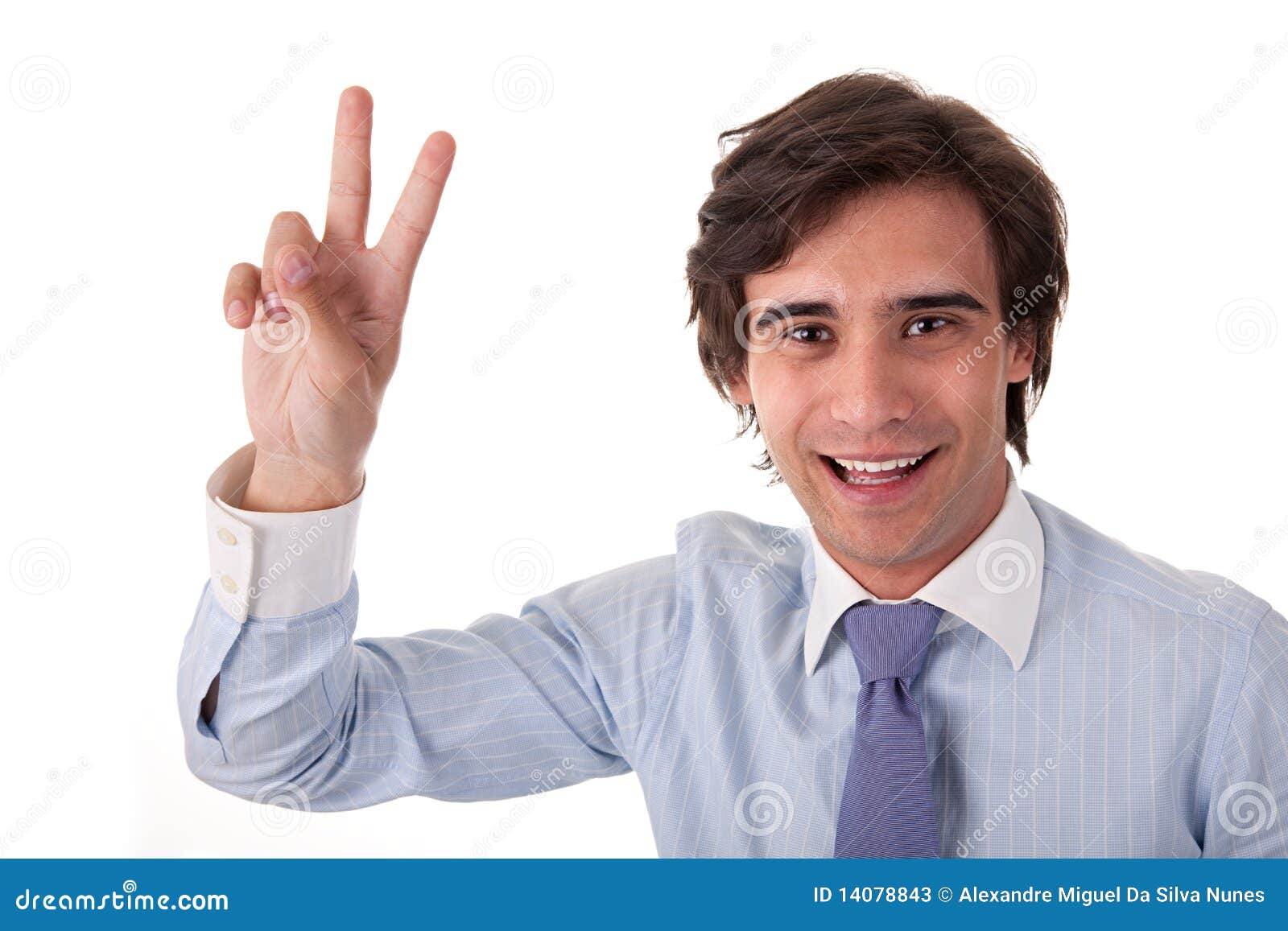 Young Bussiness Man with Arm Raised in Victory Sig Stock Image - Image ...