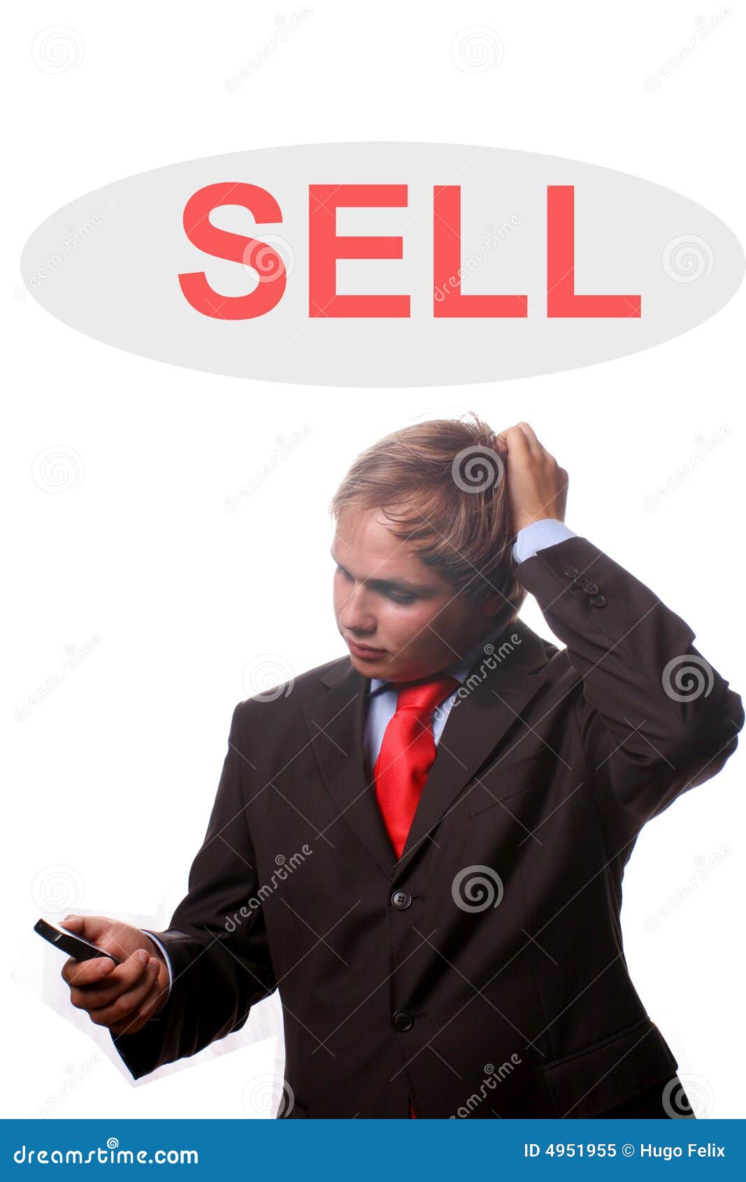 Young Bussiness Man Thinking about More Sales Stock Image - Image of ...