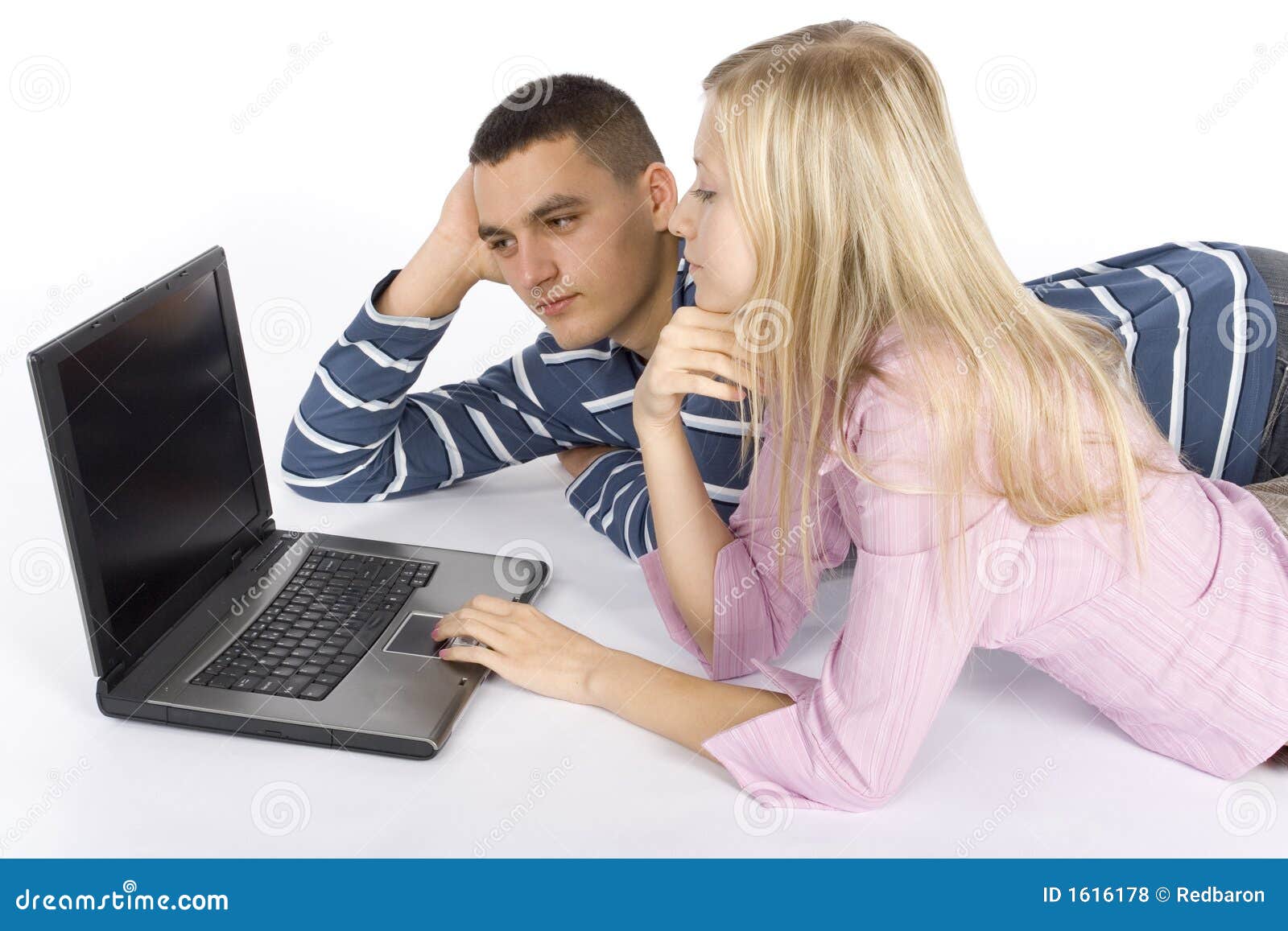 Young Busy Couple with Laptop Stock Photo - Image of invite, nice: 1616178