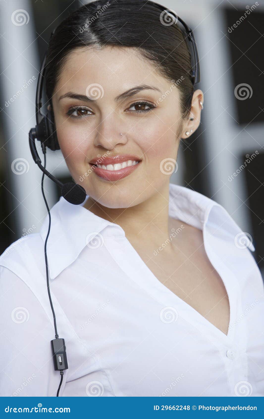 Young Call Center Employee Smiling Stock Photo - Image of confidence ...