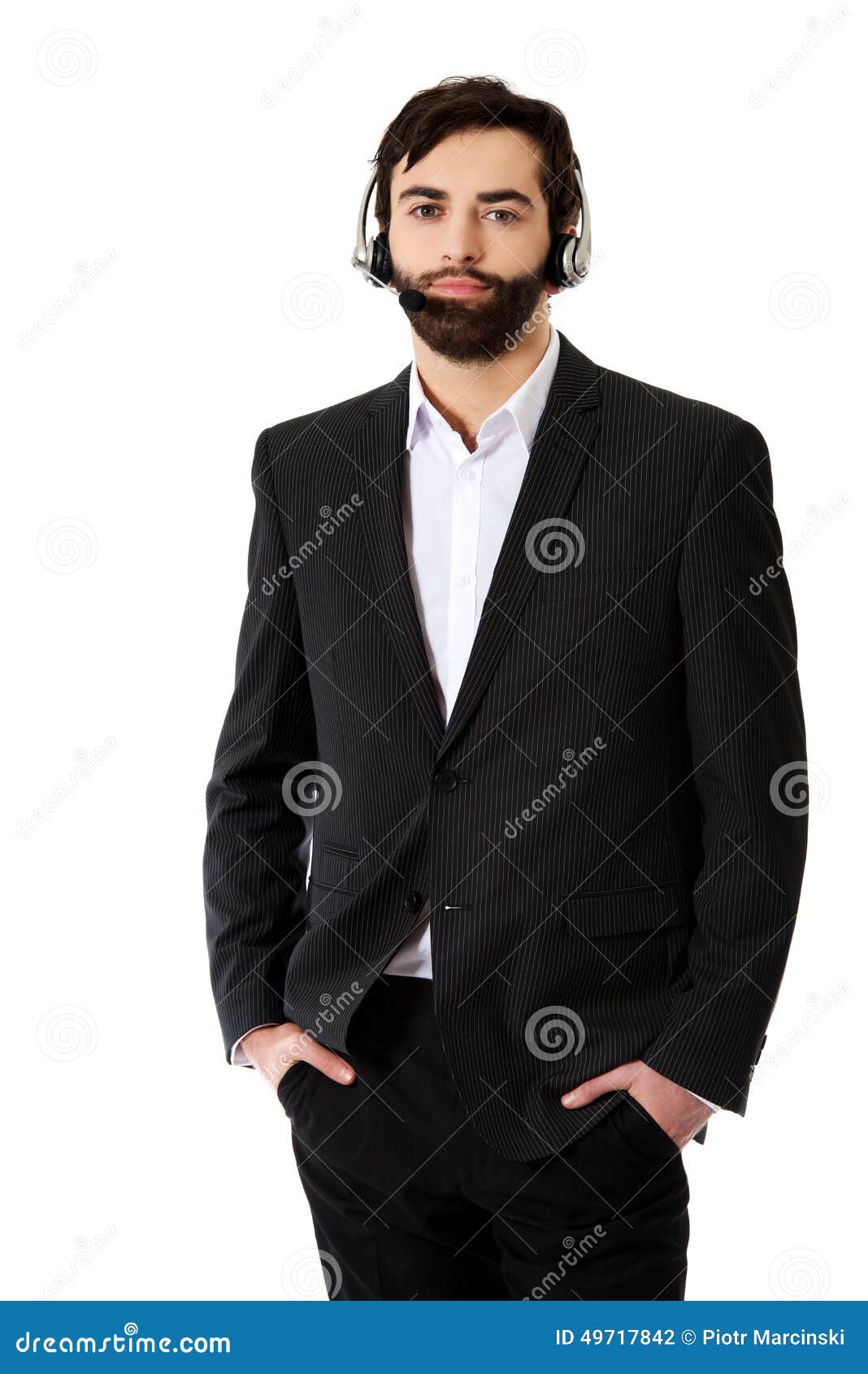 Young call center man. stock photo. Image of phone, customer - 49717842