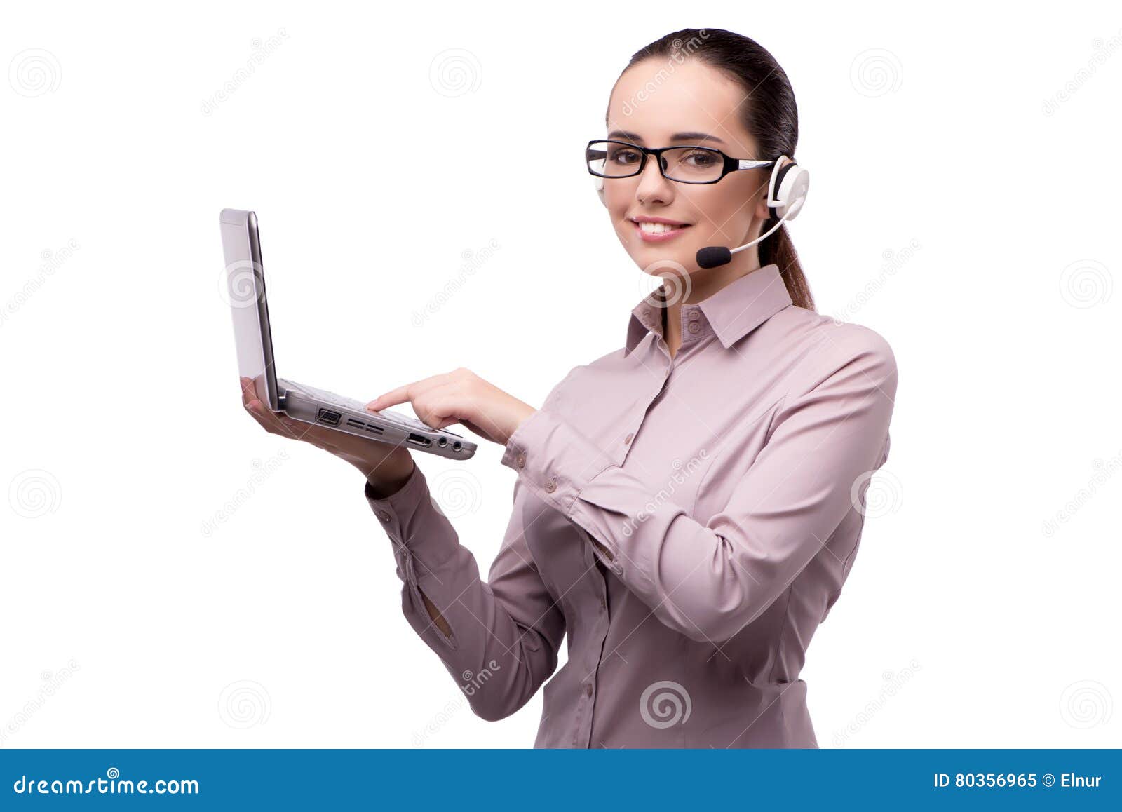 The Young Call Center Operator Isolated on White Stock Image - Image of ...