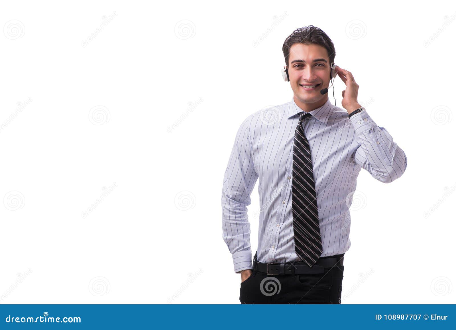 The Young Call Center Operator Isolated on White Background Stock Image ...