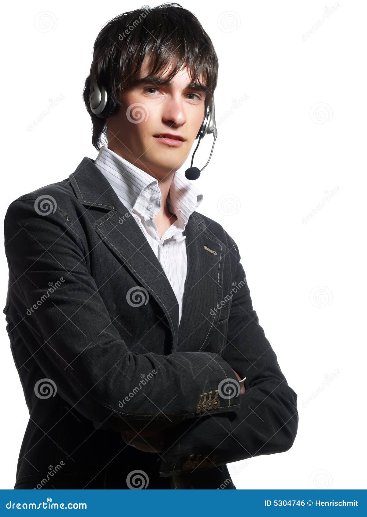 Young Call Center Operator Man Stock Photo - Image of looking, center ...