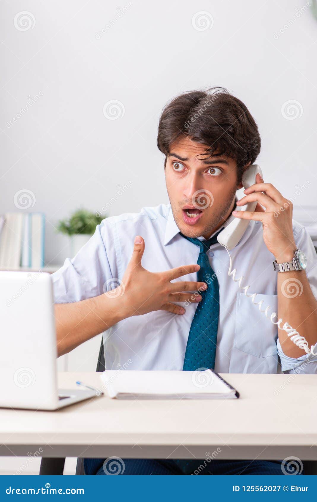 The Young Call Center Operator Speaking on Phone Stock Image - Image of ...