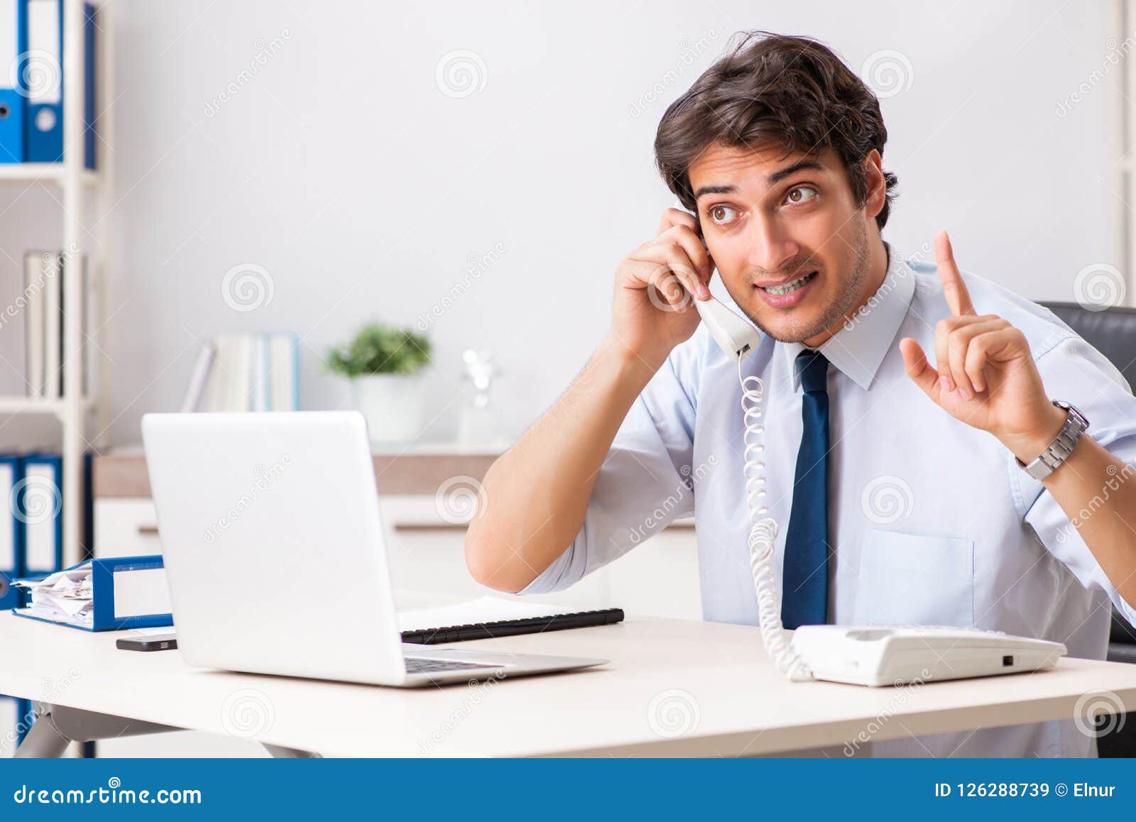 The Young Call Center Operator Speaking on Phone Stock Image - Image of ...
