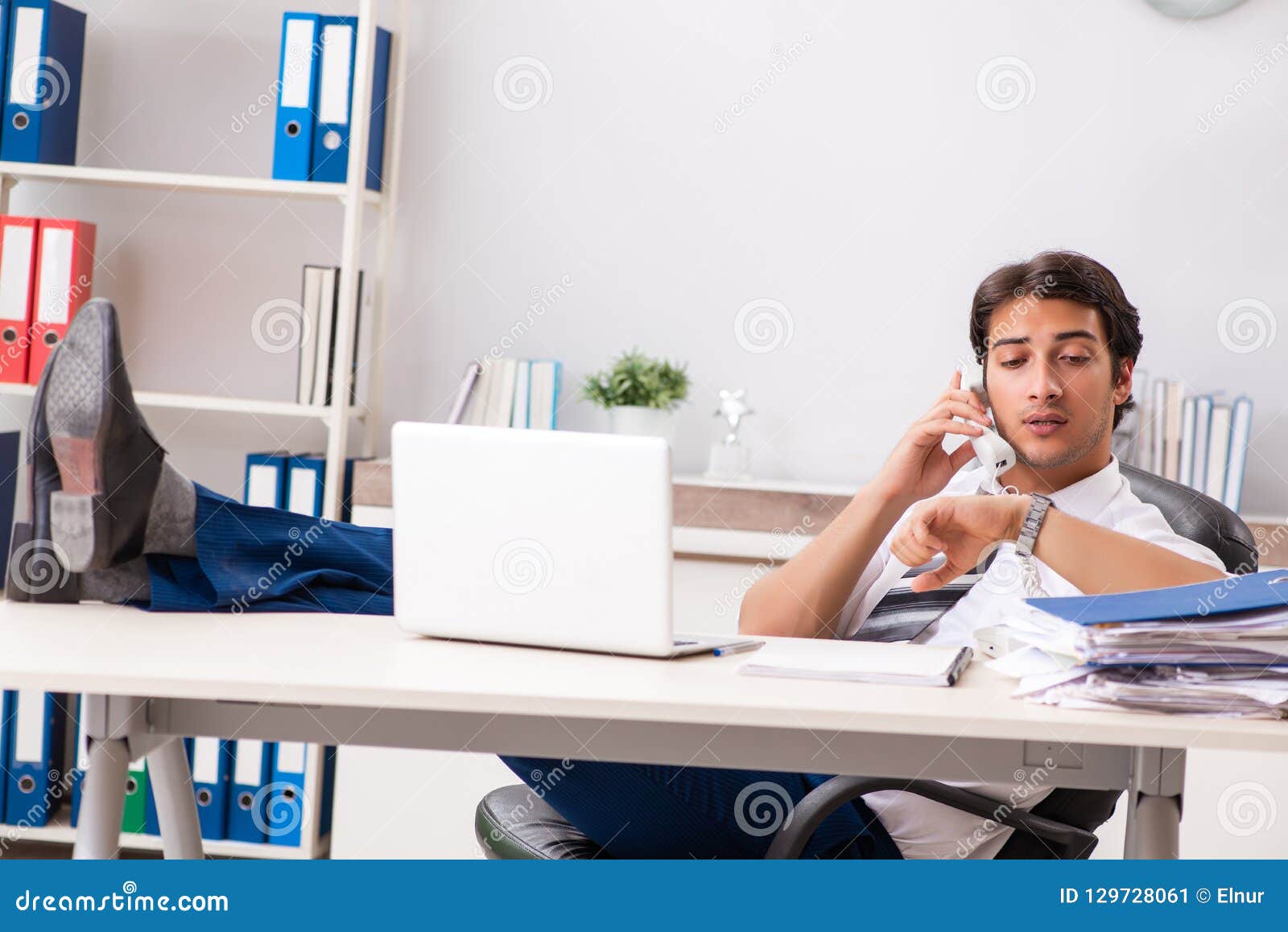 The Young Call Center Operator Speaking on Phone Stock Image - Image of ...