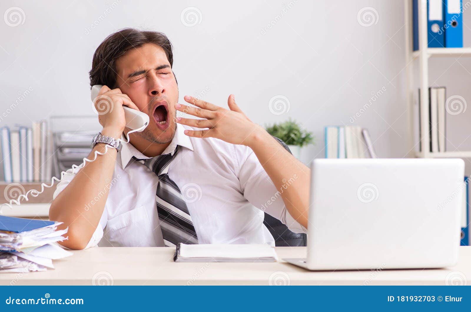 Young Call Center Operator Speaking on Phone Stock Image - Image of ...