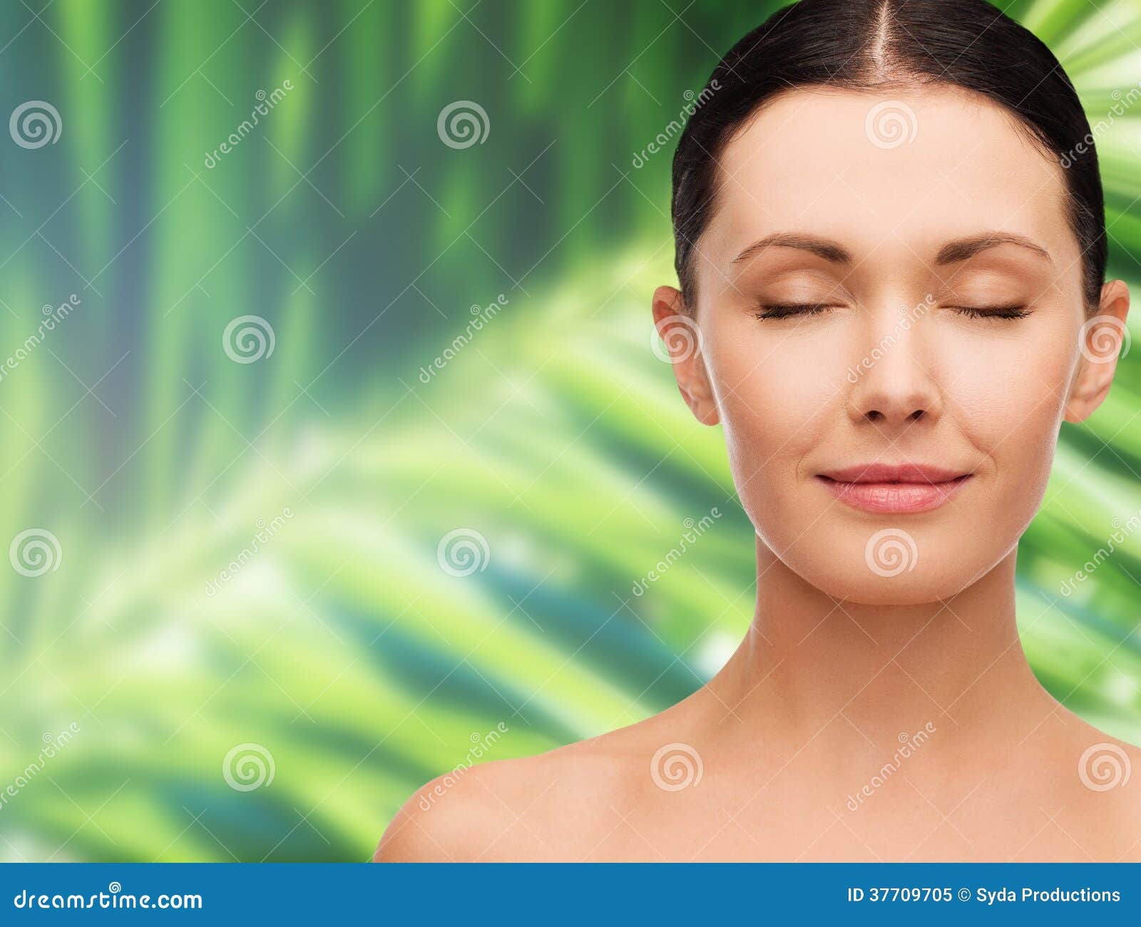 Young Calm Woman with Closed Eyes Stock Image - Image of latin ...
