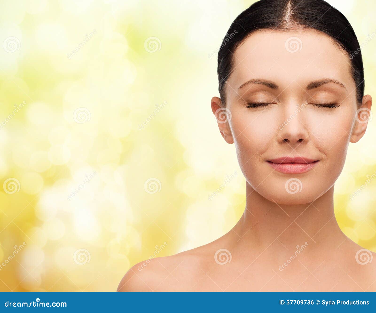 Young Calm Woman with Closed Eyes Stock Photo - Image of happy, facial ...