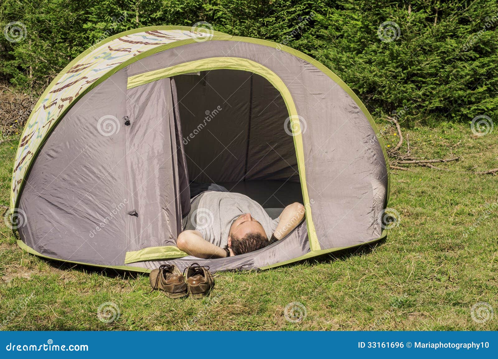 Young camper sleeping stock photo. Image of beautiful - 33161696