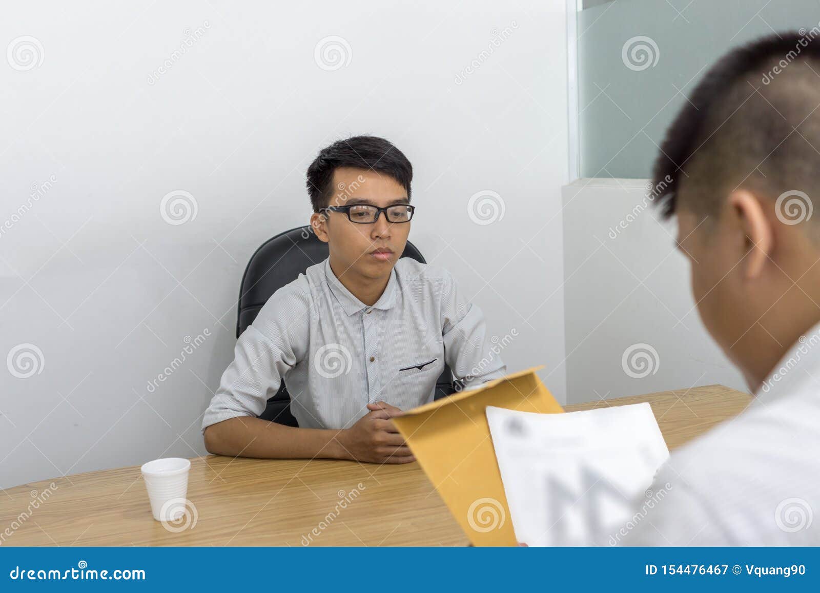 Young Candidate Nervous while Waiting for Question from Interviewer ...