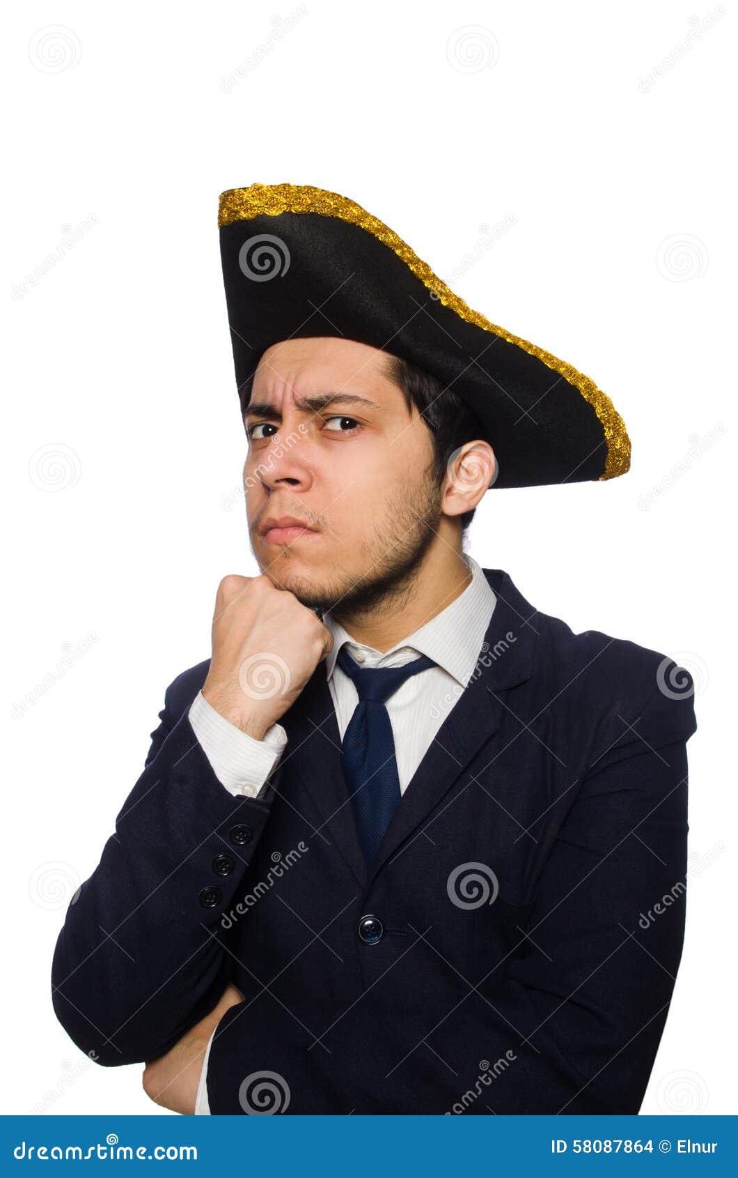 Young Captain Isolated on White Stock Photo - Image of comic ...