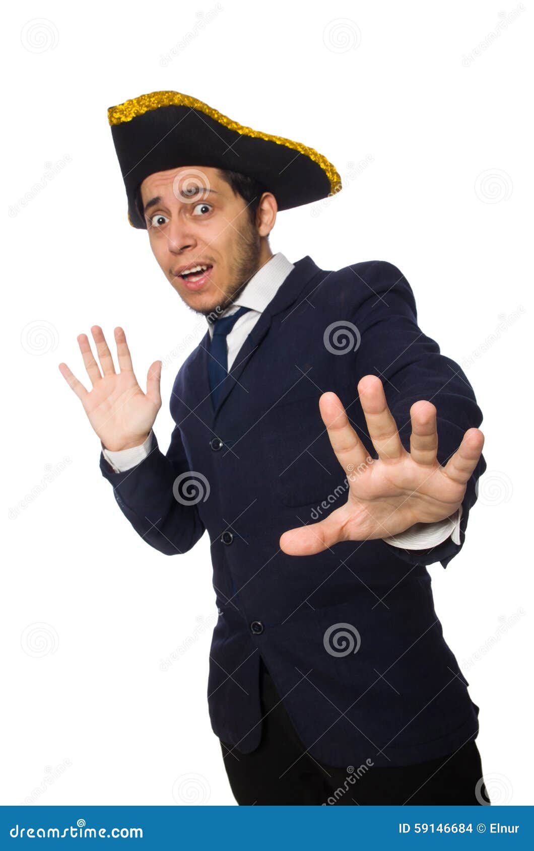 Young Captain Isolated on White Stock Photo - Image of posing, clothes ...