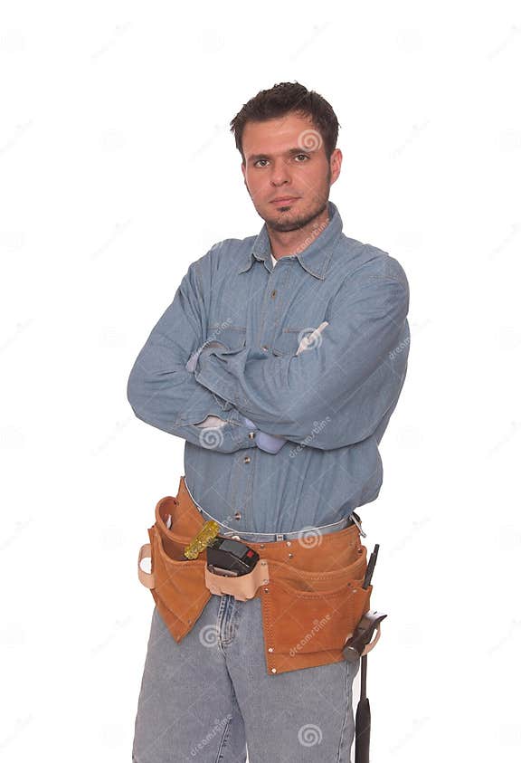Young carpenter stock image. Image of blue, repairman - 1400237