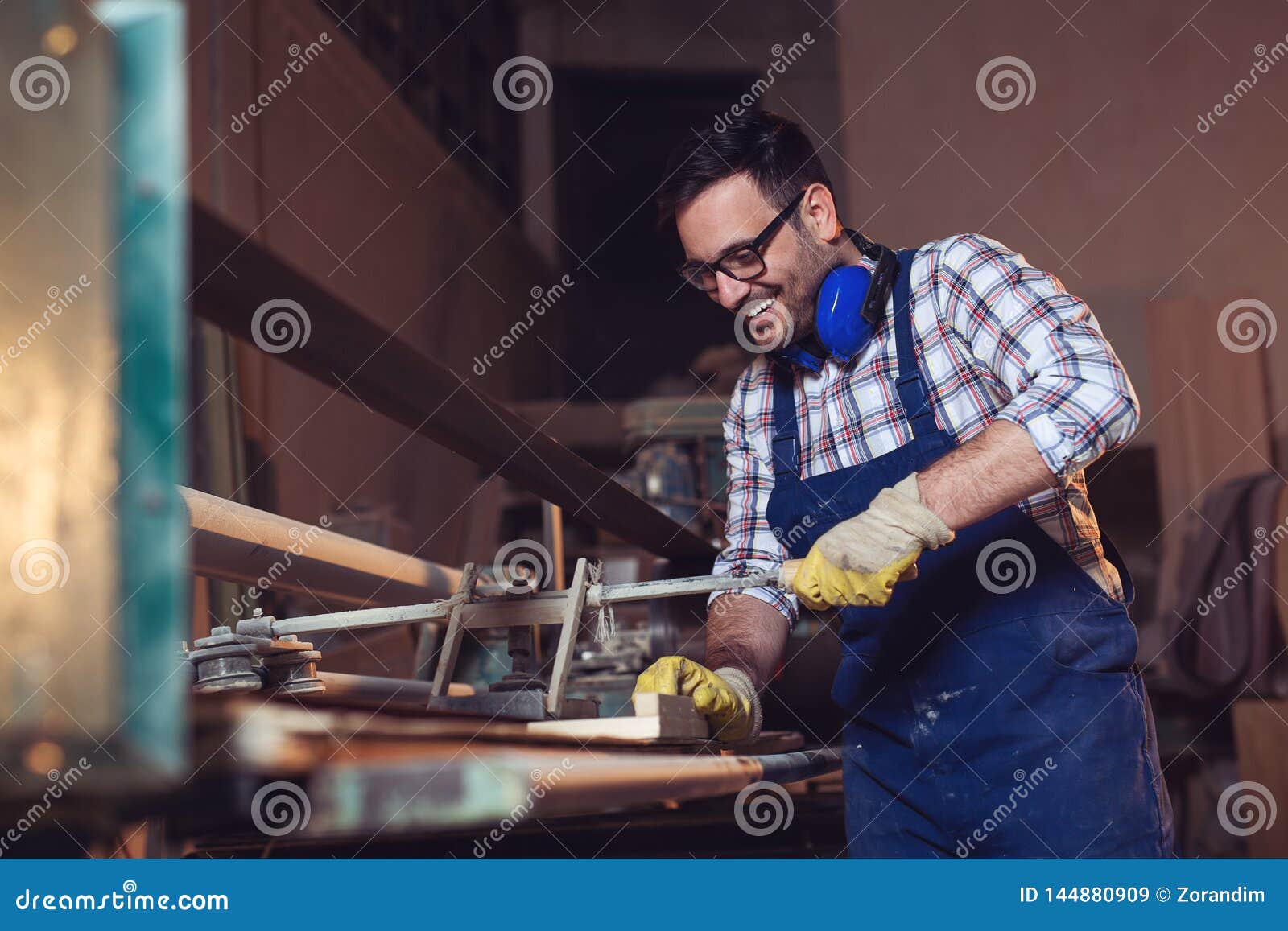 Carpenter Doing His Job in Carpentry Workshop Stock Image - Image of ...