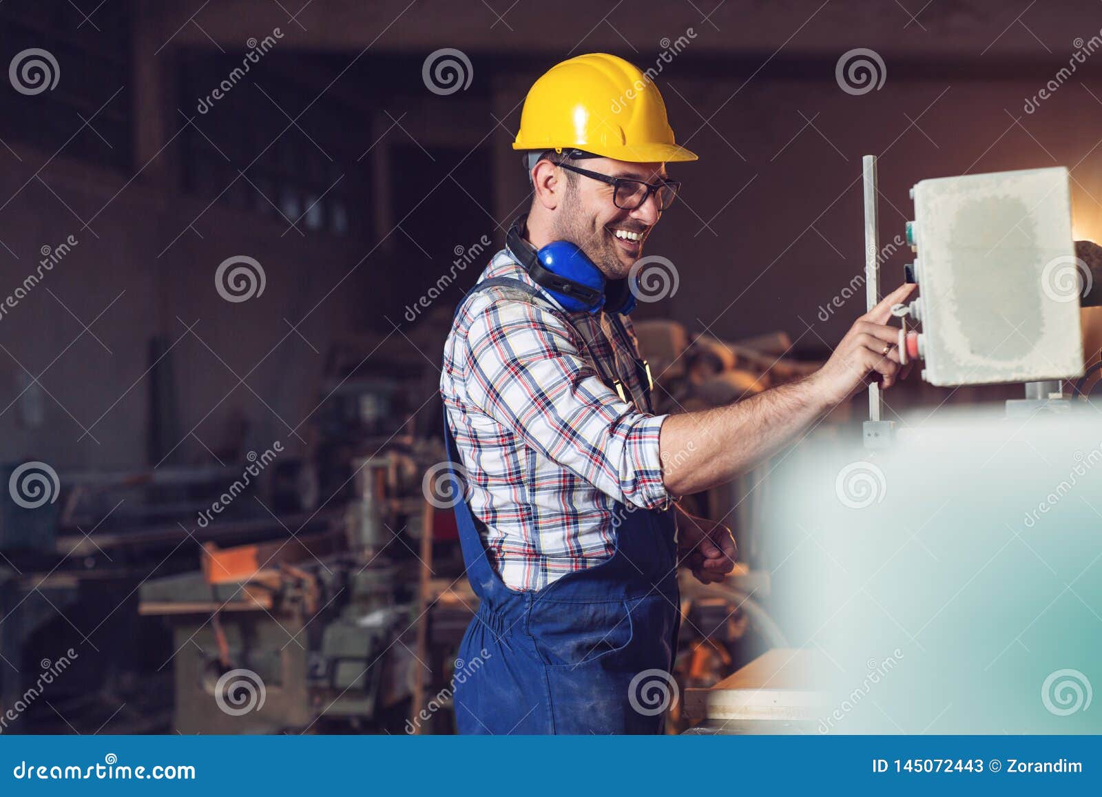 Carpenter Doing His Job in Carpentry Workshop. Stock Image - Image of ...