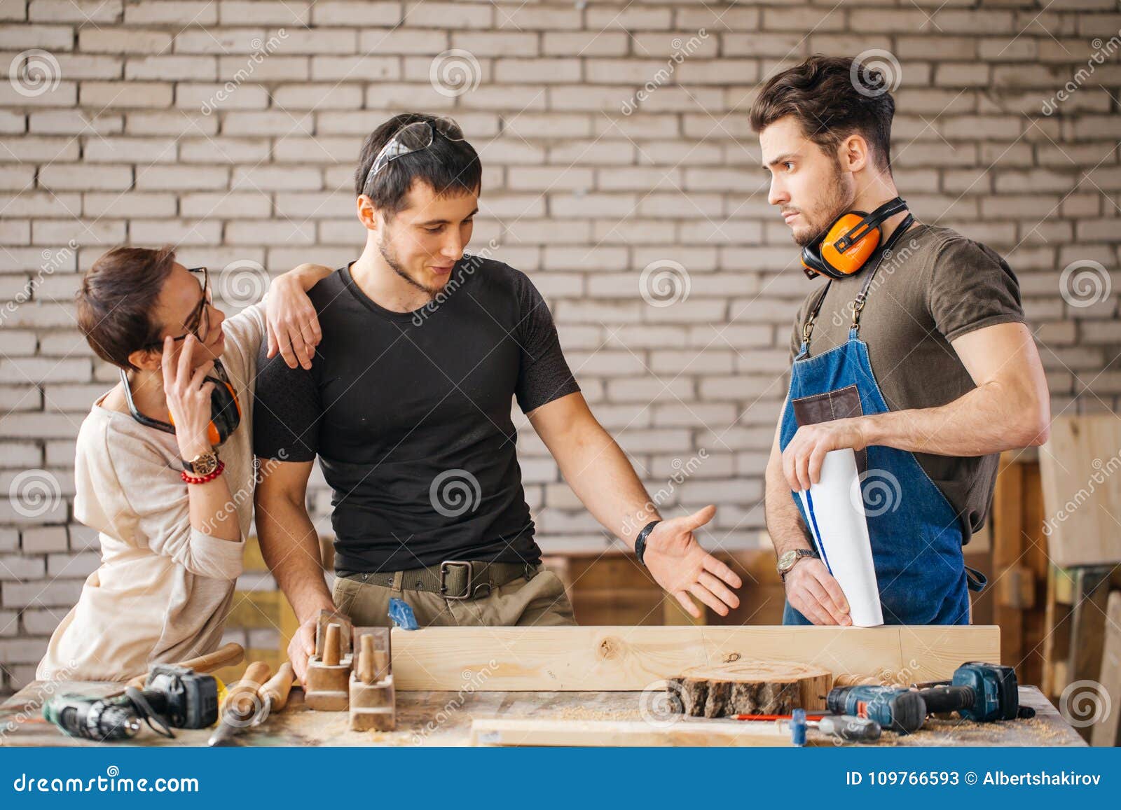 Carpenter with Students in Woodworking Workshop Stock Image - Image of ...
