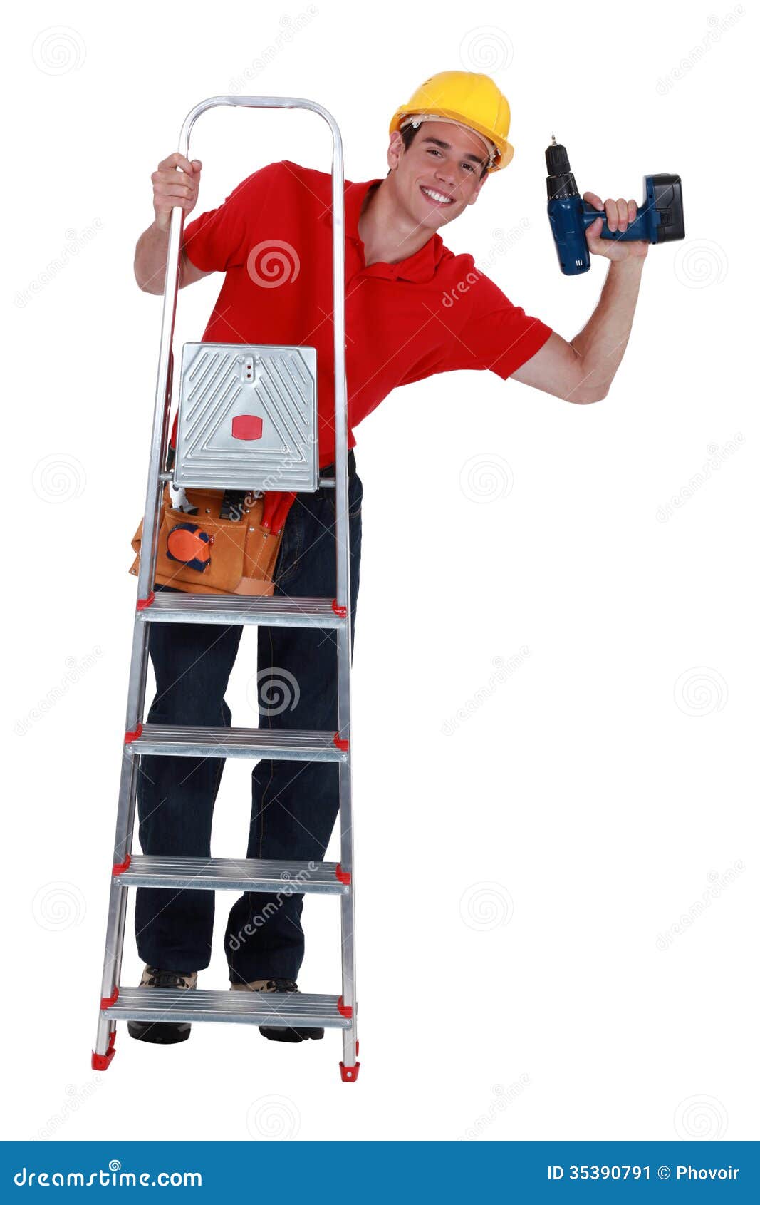 Young carpenter up ladder stock image. Image of industry - 35390791