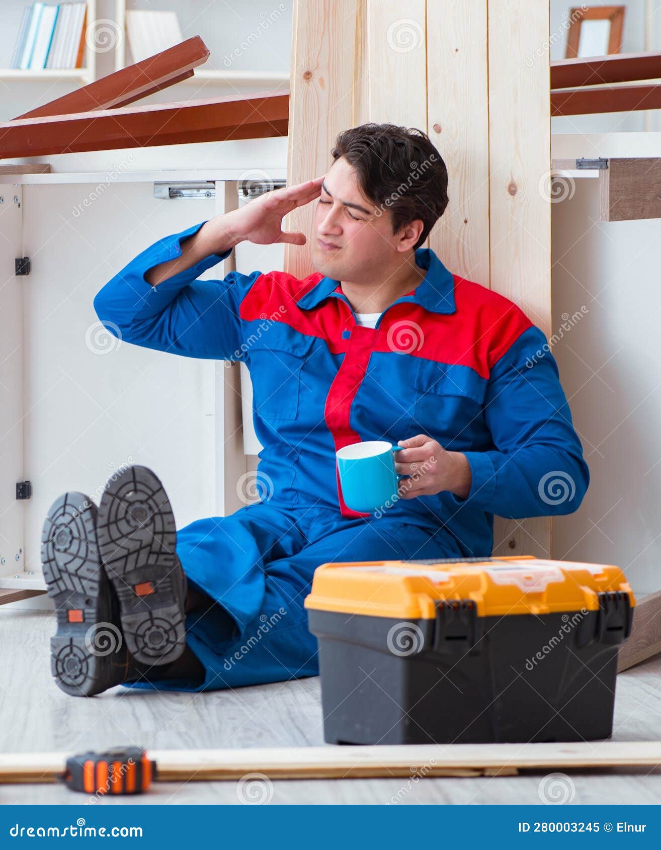 Young Carpenter at Work Tired Feeling Not Well Stock Image - Image of ...