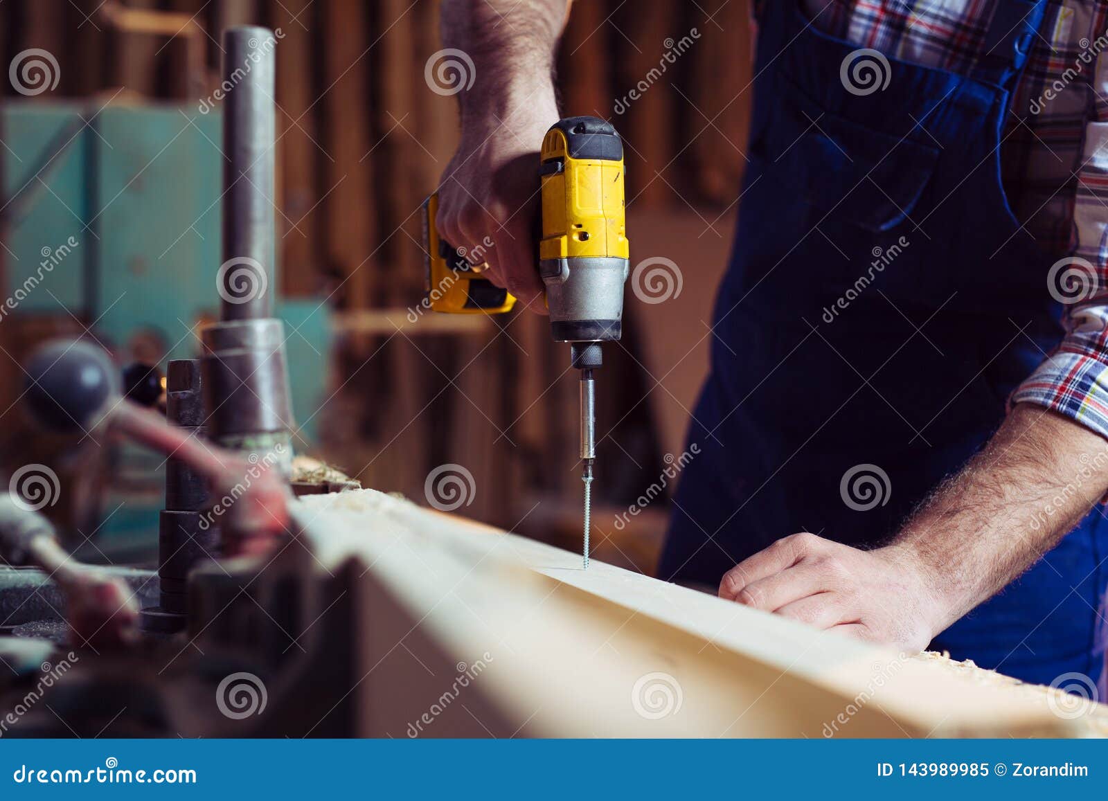 Carpenter Working with a Hand Tool on the Work Bench Stock Image ...