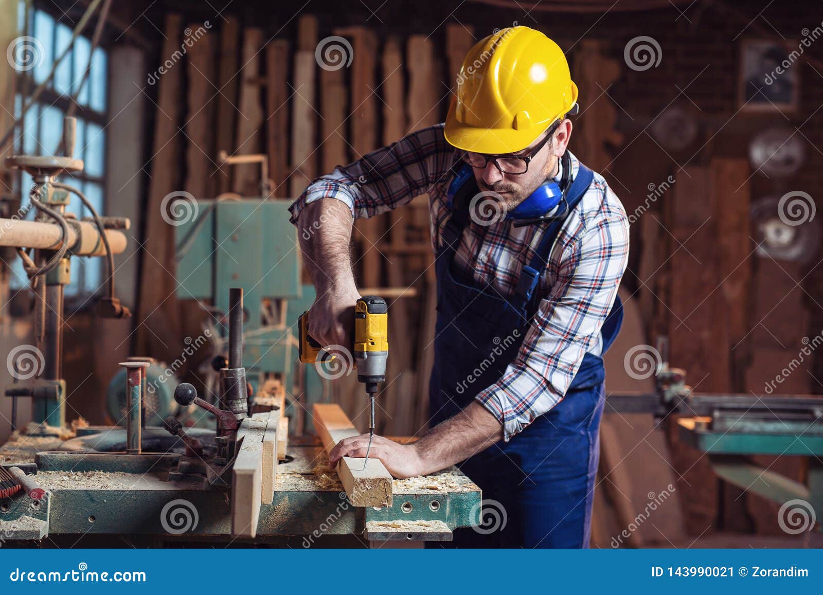 Carpenter Working with a Hand Tool on the Work Bench Stock Image ...