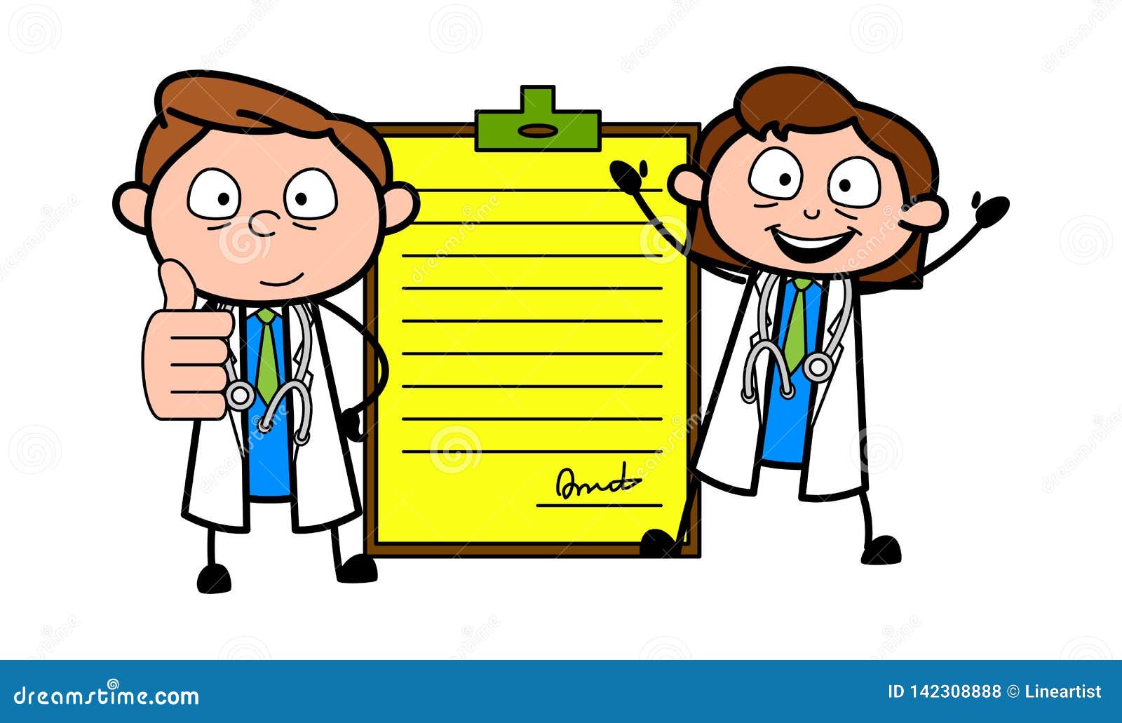 Young Cartoon Doctors with Report Vector Stock Illustration ...