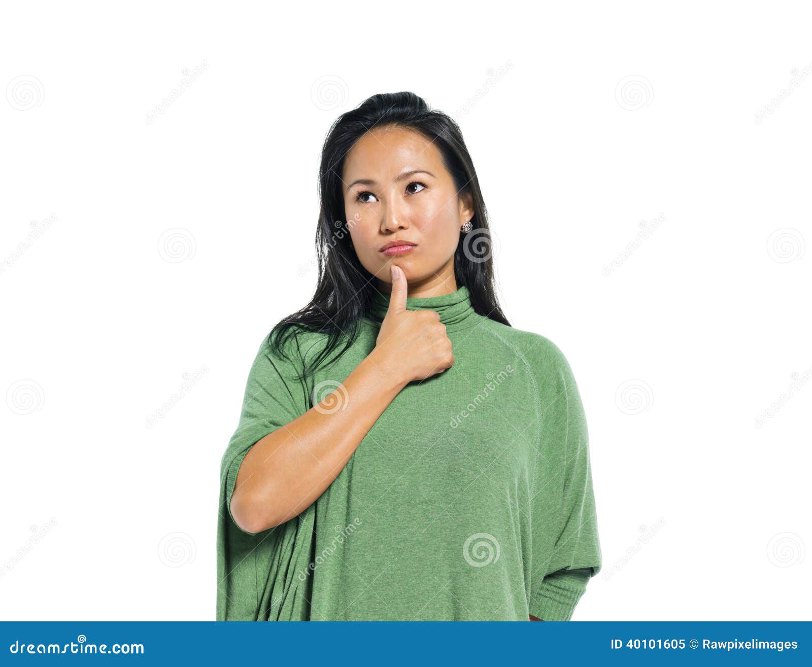 A Young Casual Asian Woman Thinking Stock Image - Image of decisions ...