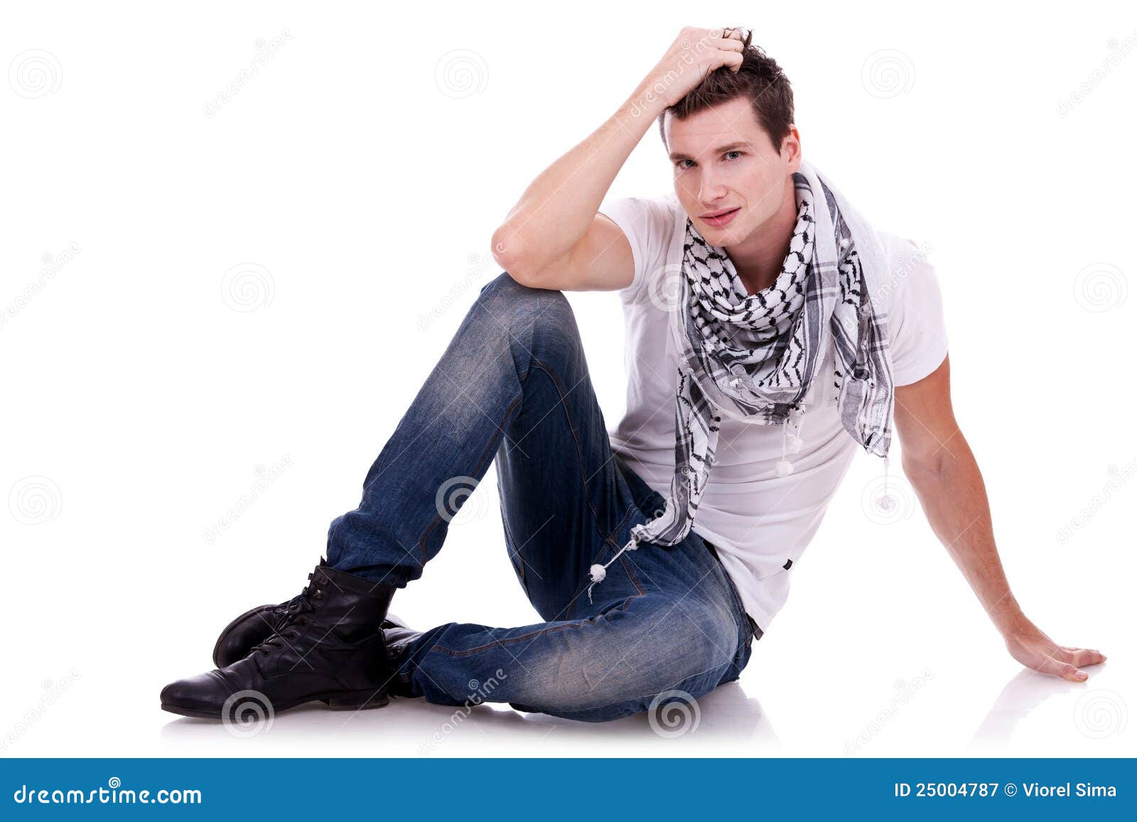 Young Casual Happy Man Seated Stock Image - Image of handsome ...